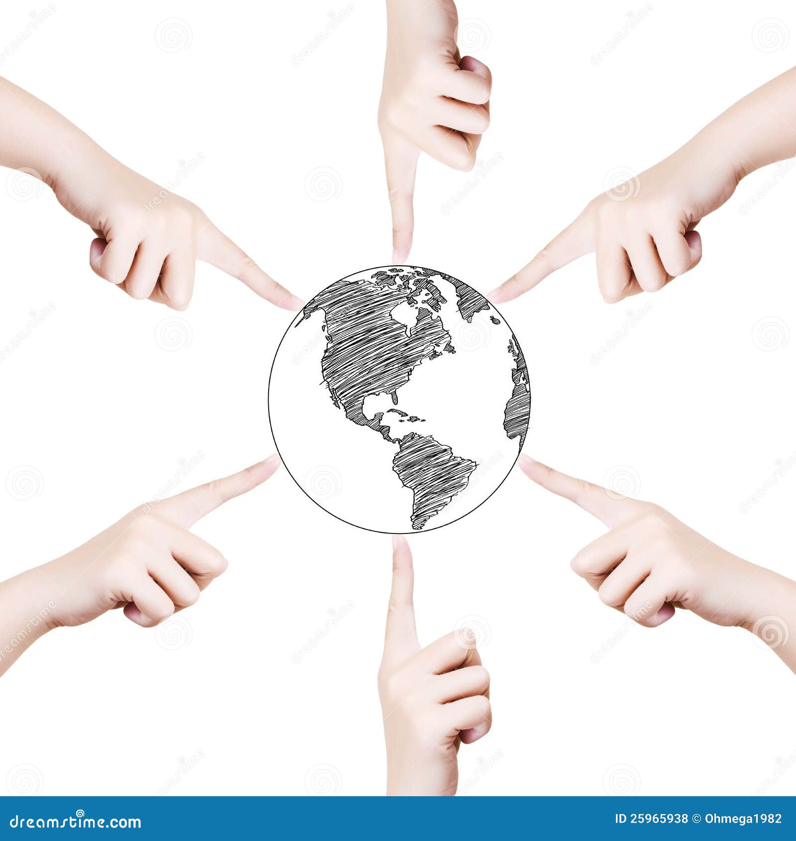 Mano Che Spinge La Riga Del Globo Del Programma Di Mondo Fotografia ...