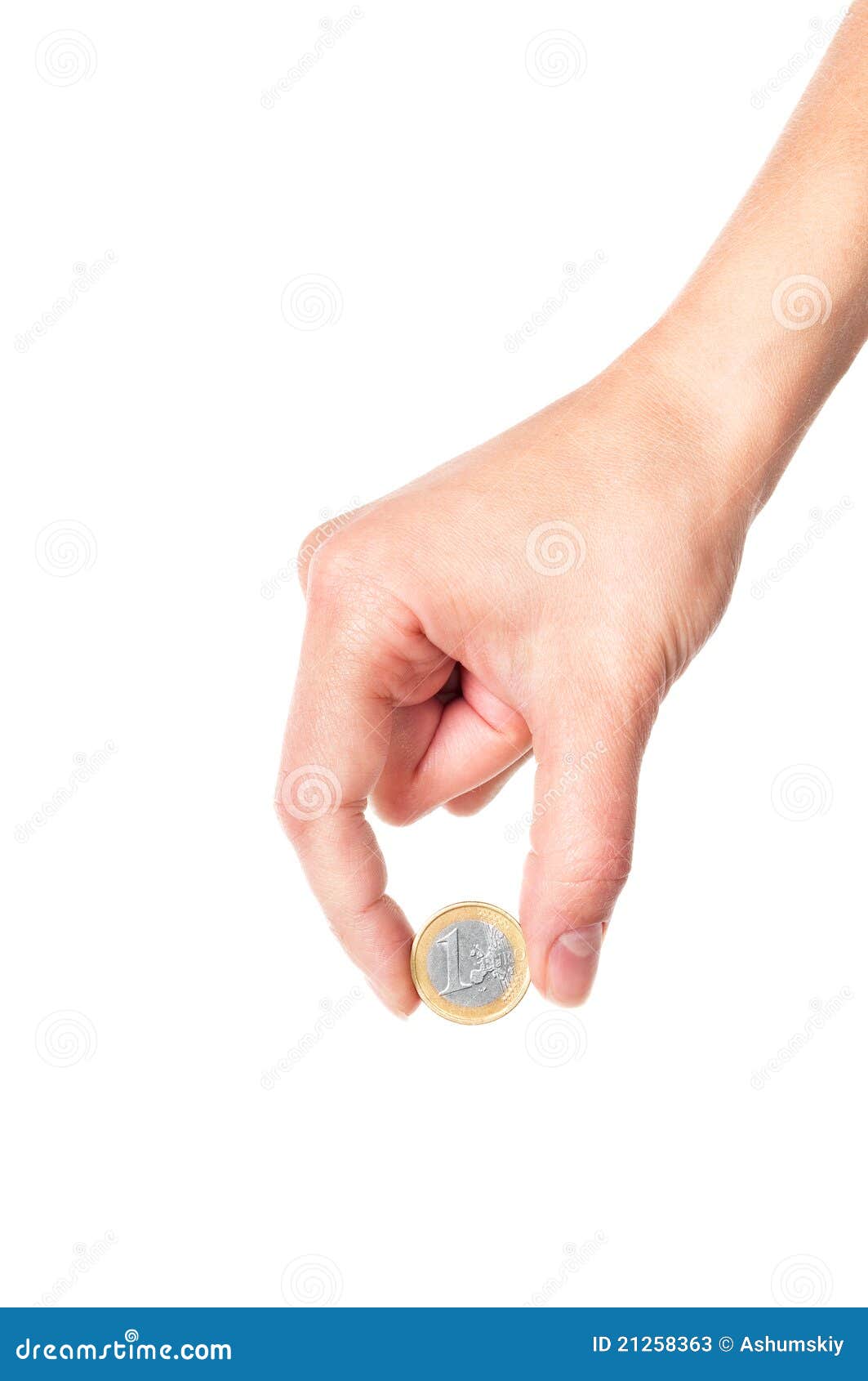 Mano Che Tiene 1 Euro Moneta Immagine Stock - Immagine di reddito ...