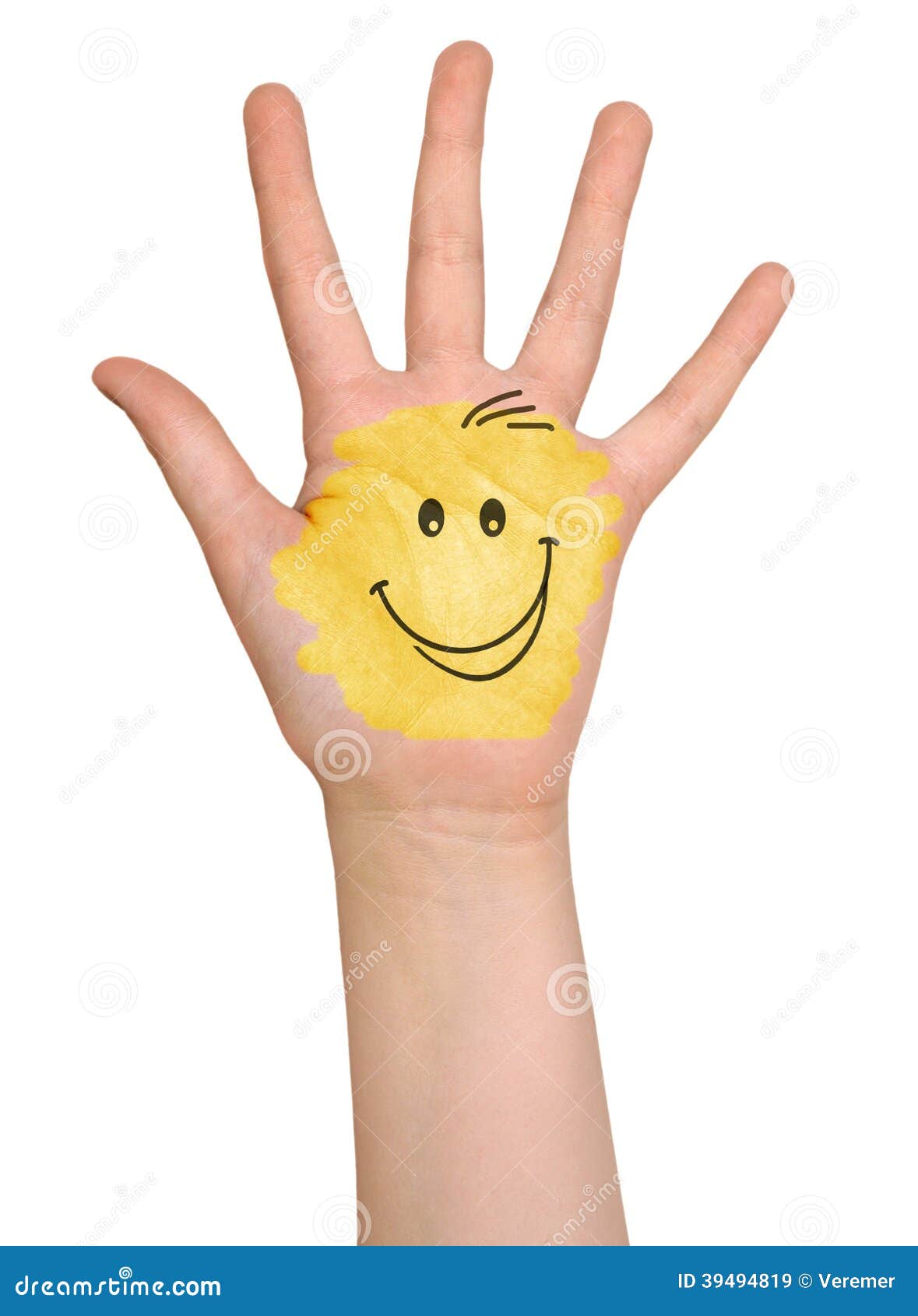 Mano Colorata Con Il Sorriso Immagine Stock - Immagine di consigliare ...