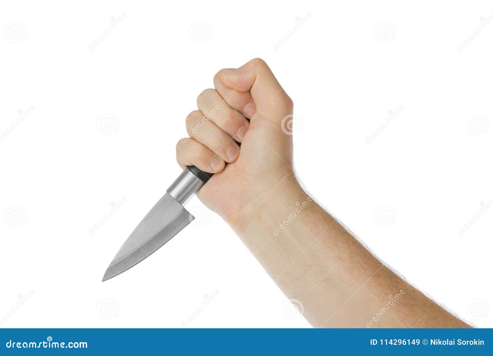 Mano con el cuchillo imagen de archivo. Imagen de intimide - 114296149
