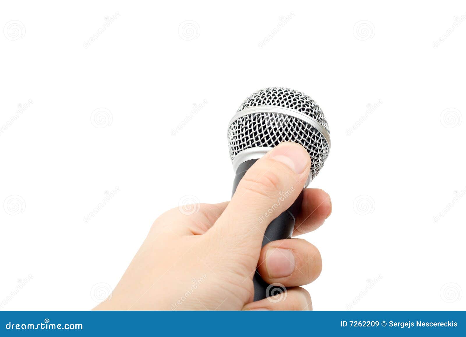 Mano Con El Micrófono Aislado. Imagen de archivo - Imagen de hablar ...