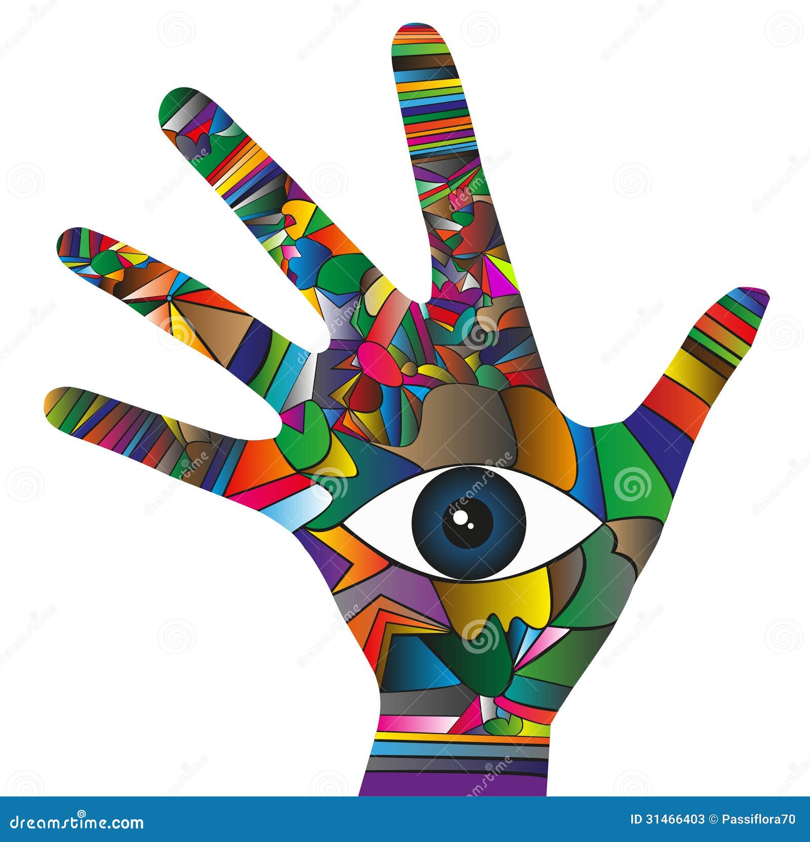 Mano con el ojo stock de ilustración. Ilustración de mano - 31466403