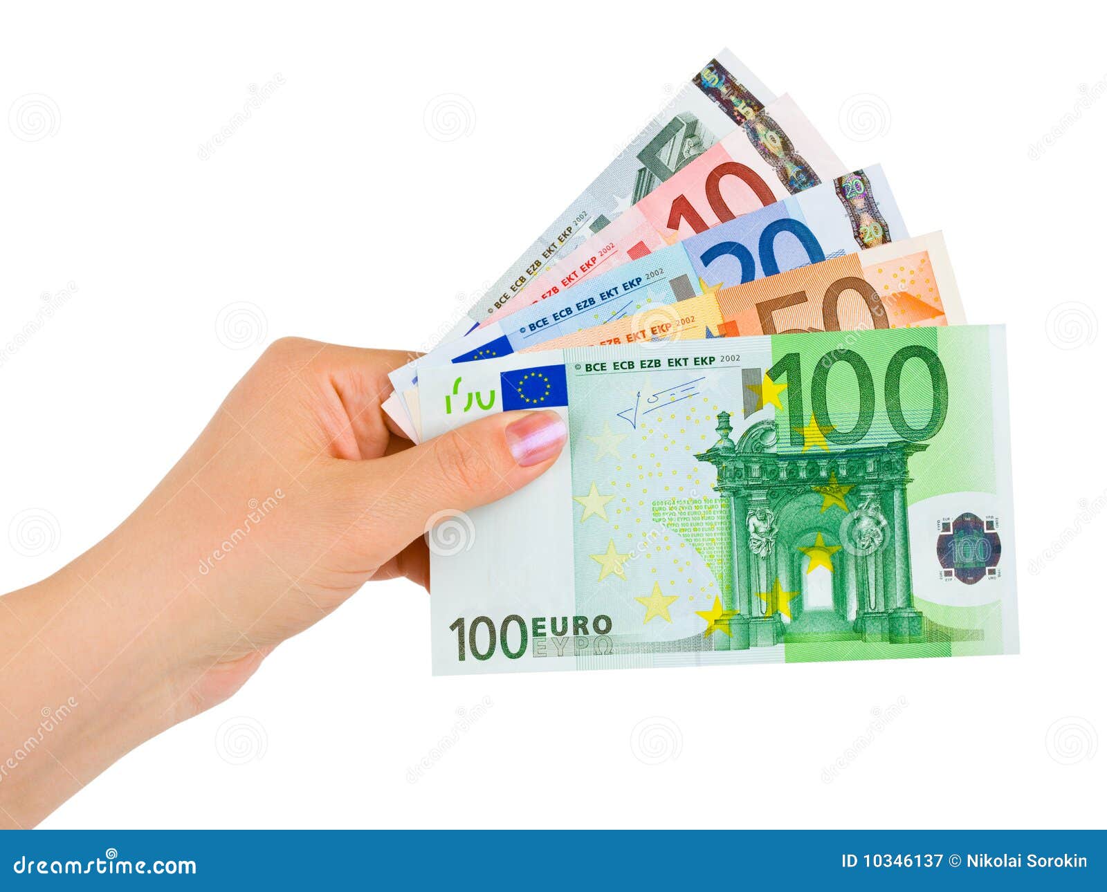 Mano con euro soldi immagine stock. Immagine di valuta - 10346137