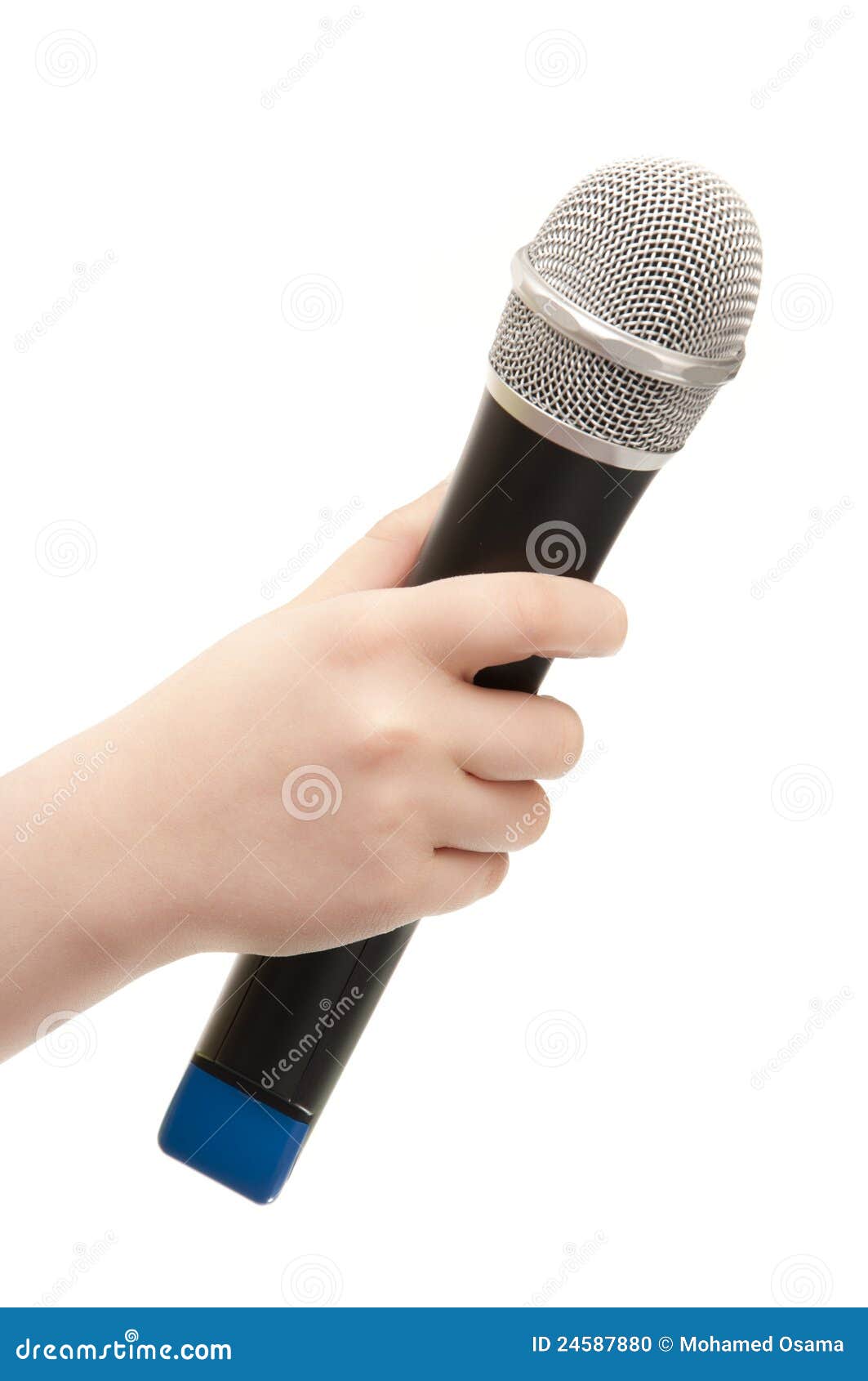 Mano con il microfono fotografia stock. Immagine di elettrico - 24587880