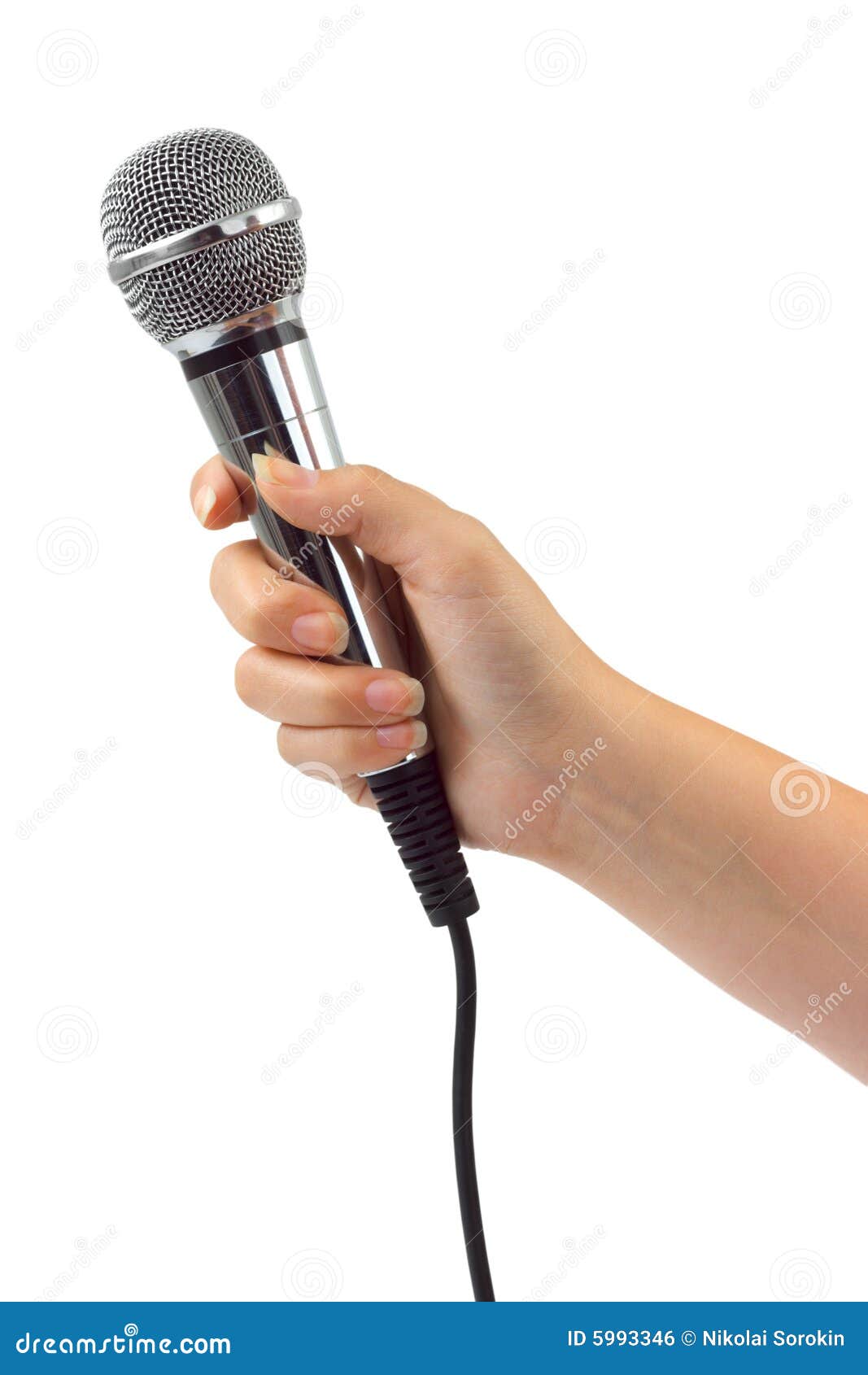 Mano con il microfono fotografia stock. Immagine di idea - 5993346