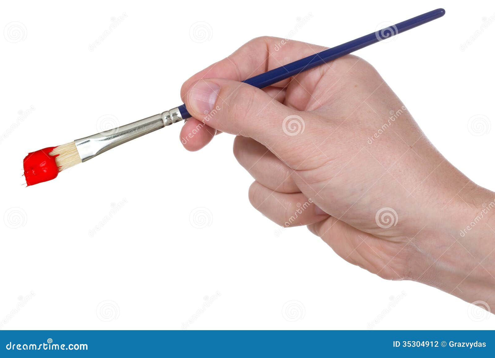 Mano Con Il Pennello Isolato Su Bianco Fotografia Stock - Immagine di ...