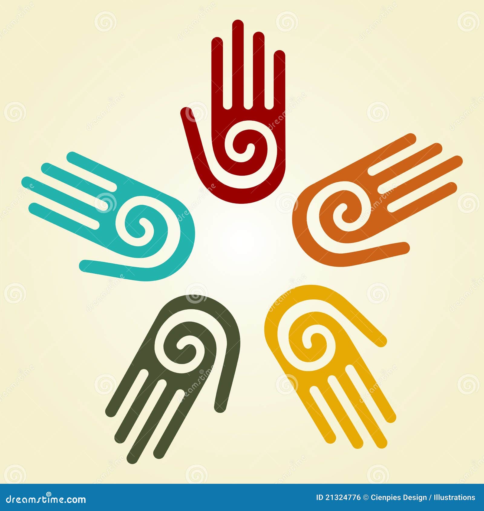 Mano Con Il Simbolo a Spirale in Un Cerchio Illustrazione Vettoriale ...