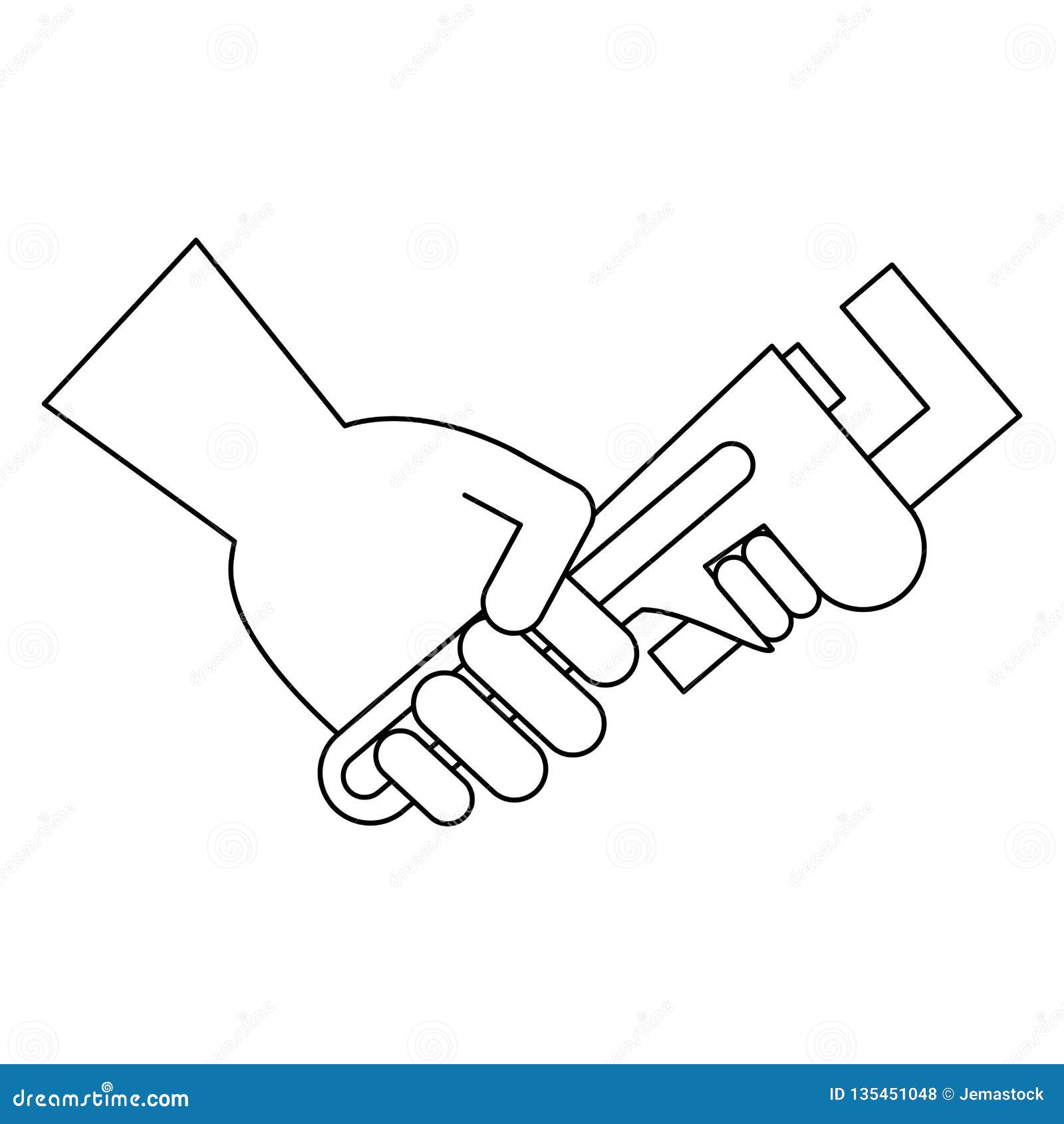 Mano Con La Herramienta Blanco Y Negro Ilustración del Vector ...