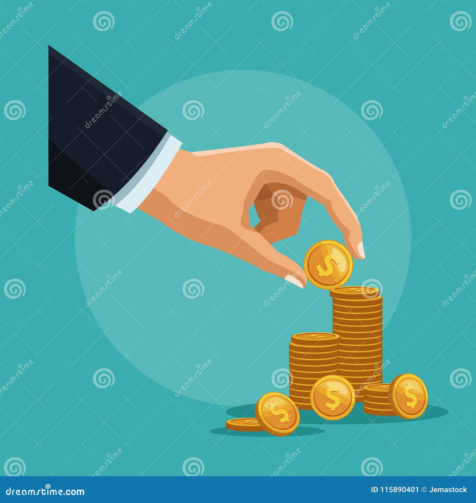 Mano con la moneda ilustración del vector. Ilustración de sueldo ...