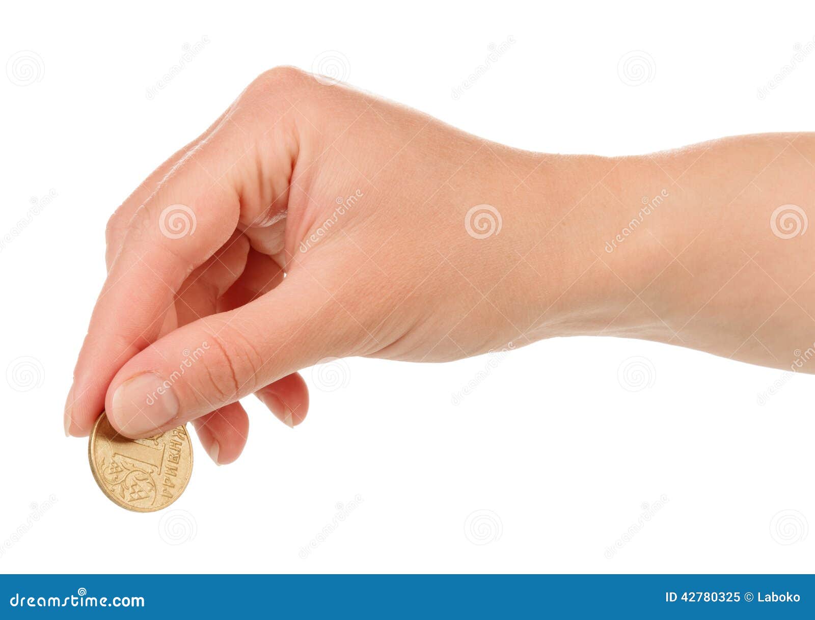 Mano con la moneda imagen de archivo. Imagen de ganancia - 42780325