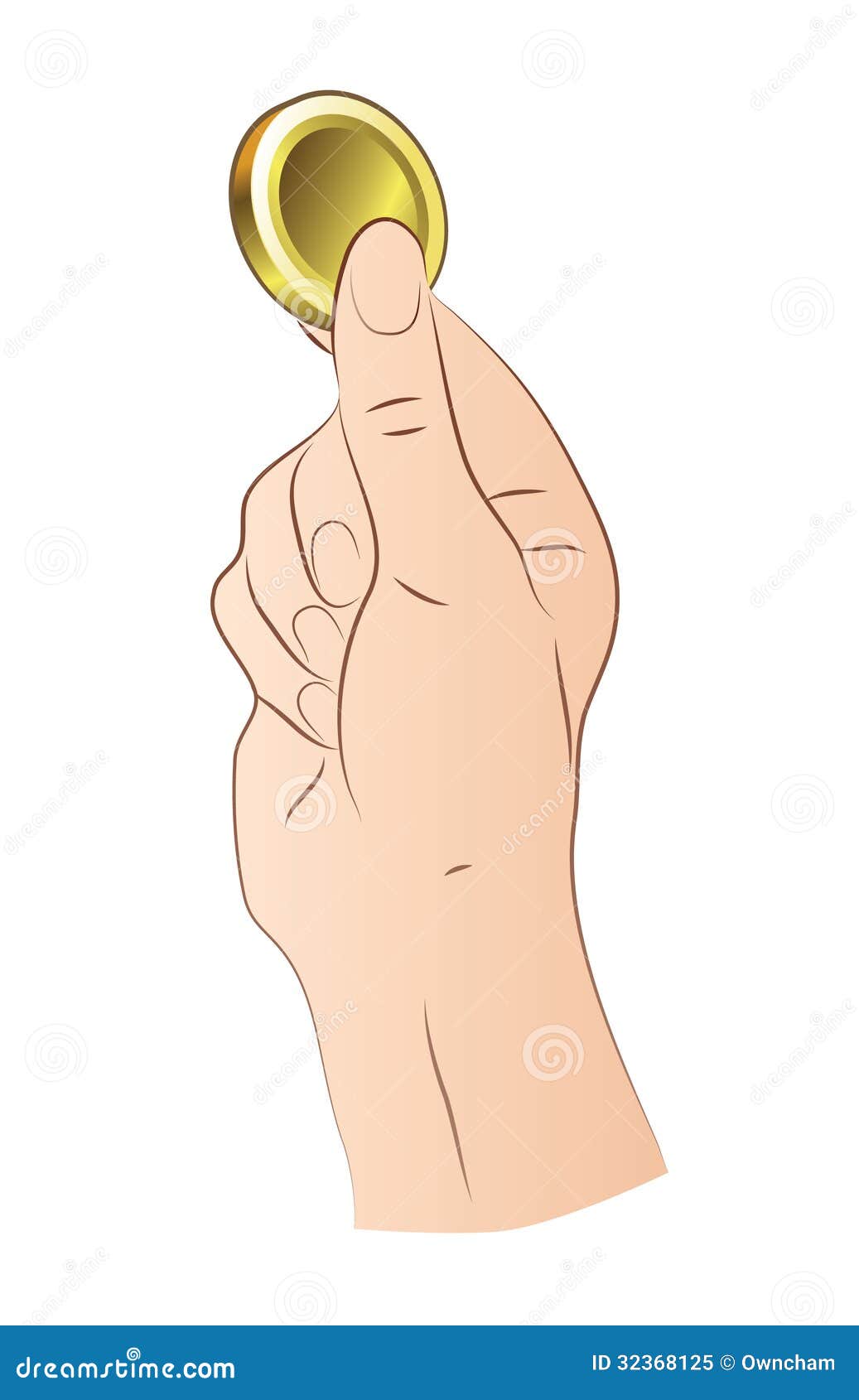 Mano con la moneta illustrazione vettoriale. Illustrazione di femmina ...