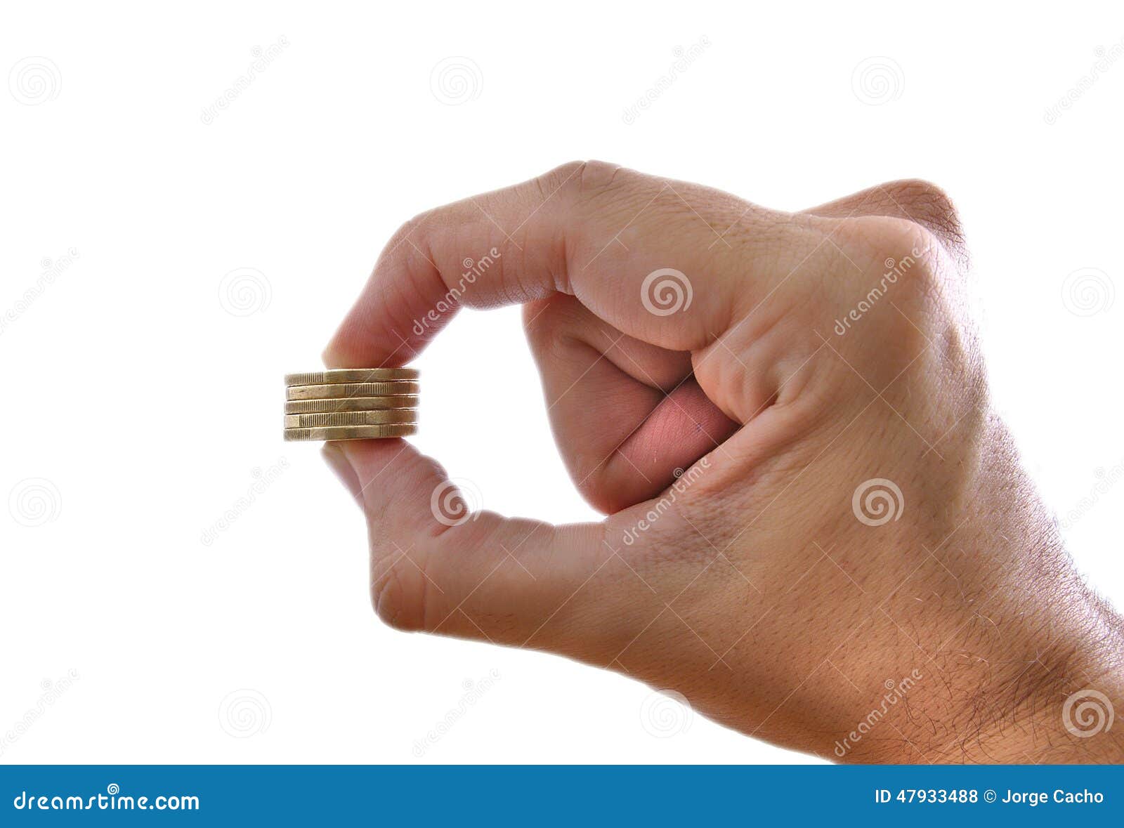 Mano Con Las Monedas Aisladas En Blanco Foto de archivo - Imagen de ...