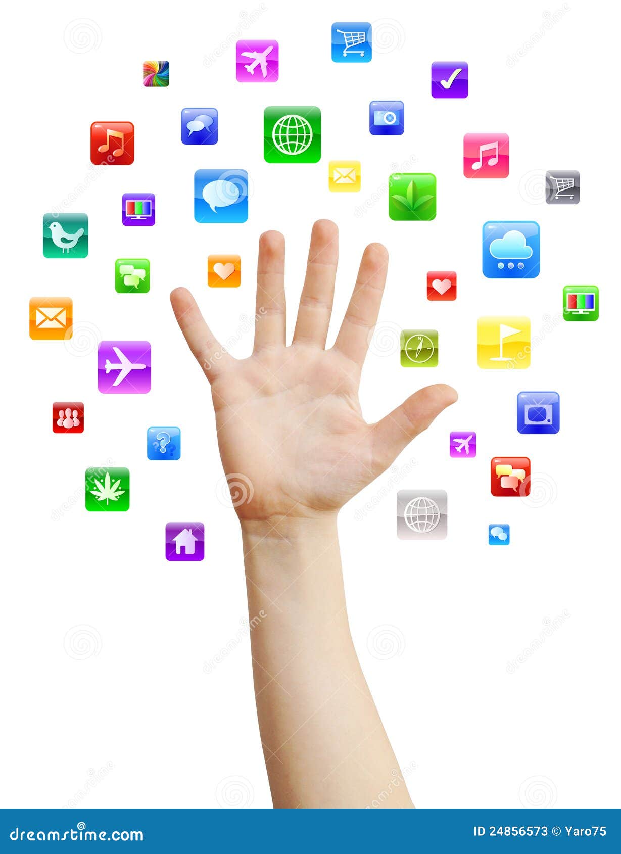 Mano con los apps imagen de archivo. Imagen de fondo - 24856573