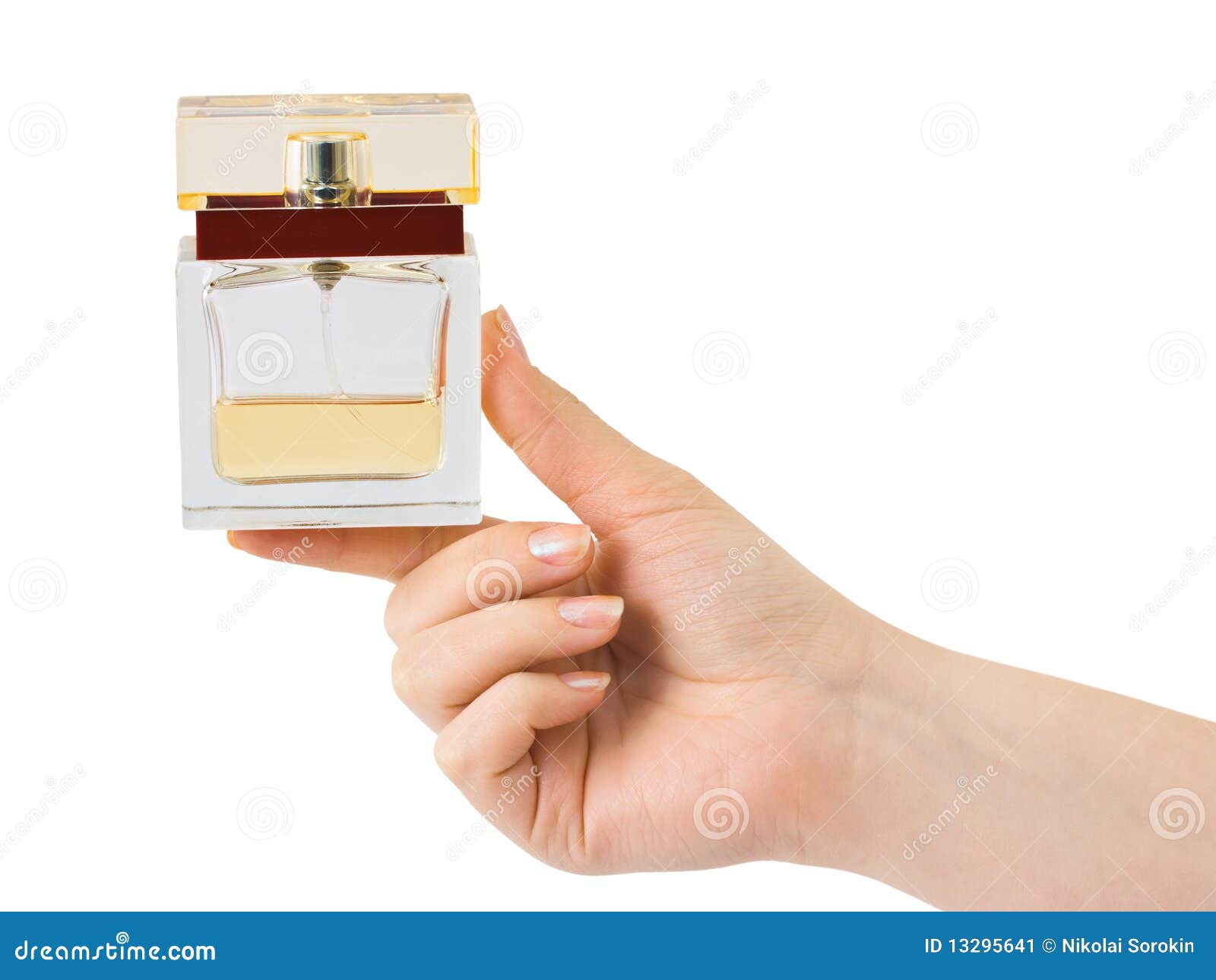 Mano con perfume imagen de archivo. Imagen de frontera - 13295641