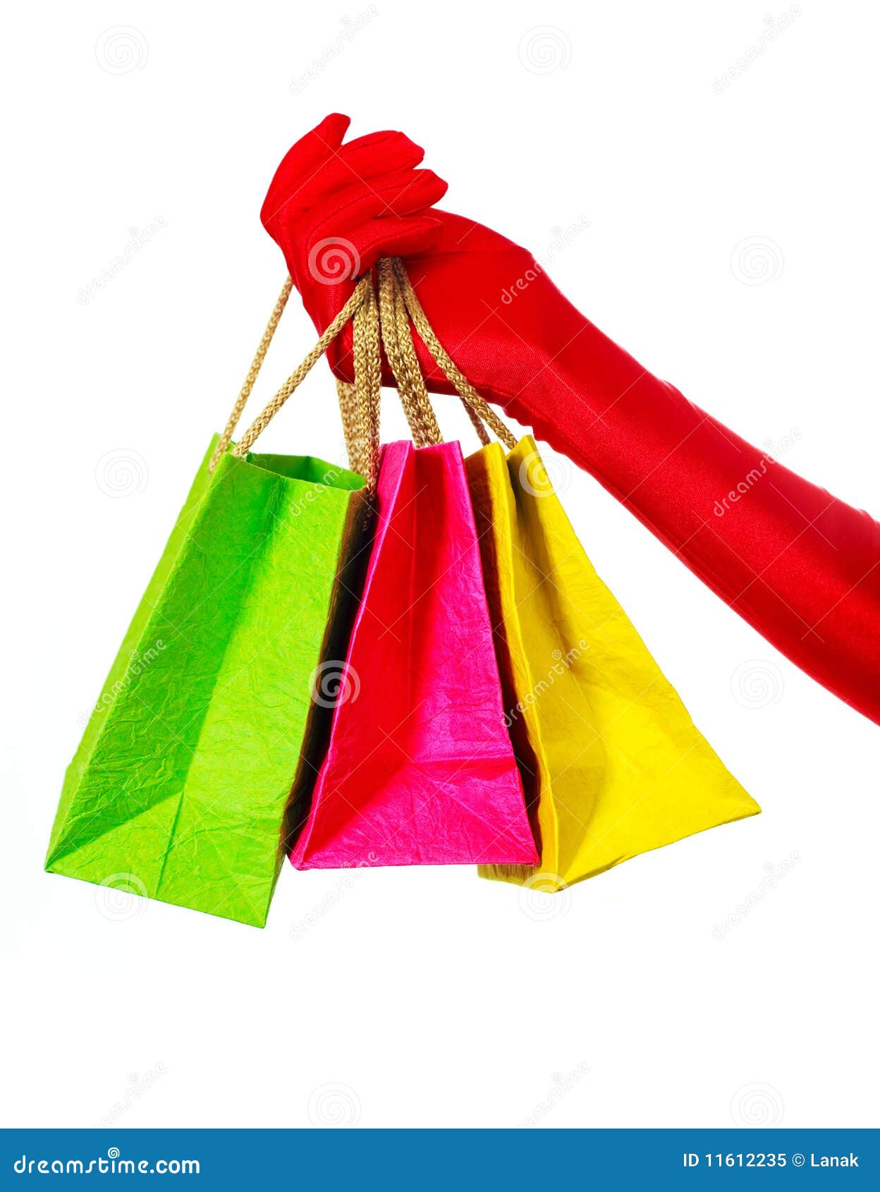 Mano Con Tre Sacchetti Di Acquisto Immagine Stock - Immagine di vendita ...