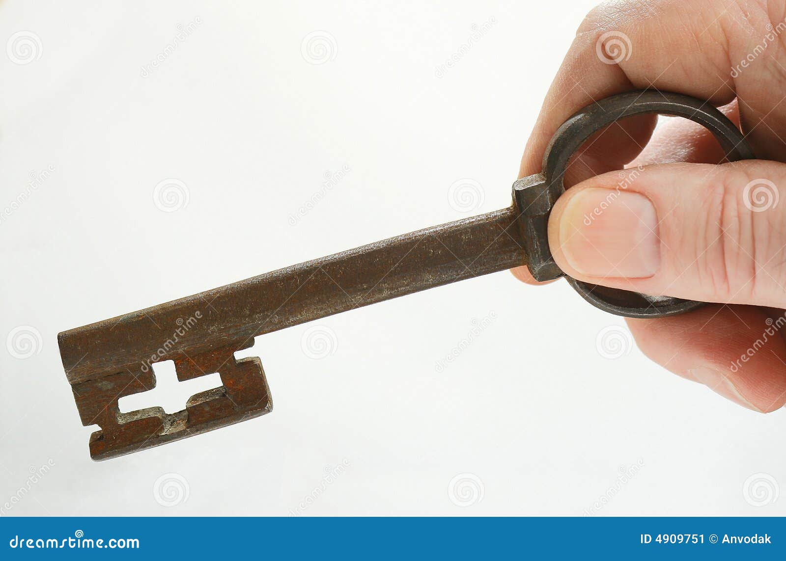 Mano con un clave imagen de archivo. Imagen de blanco - 4909751