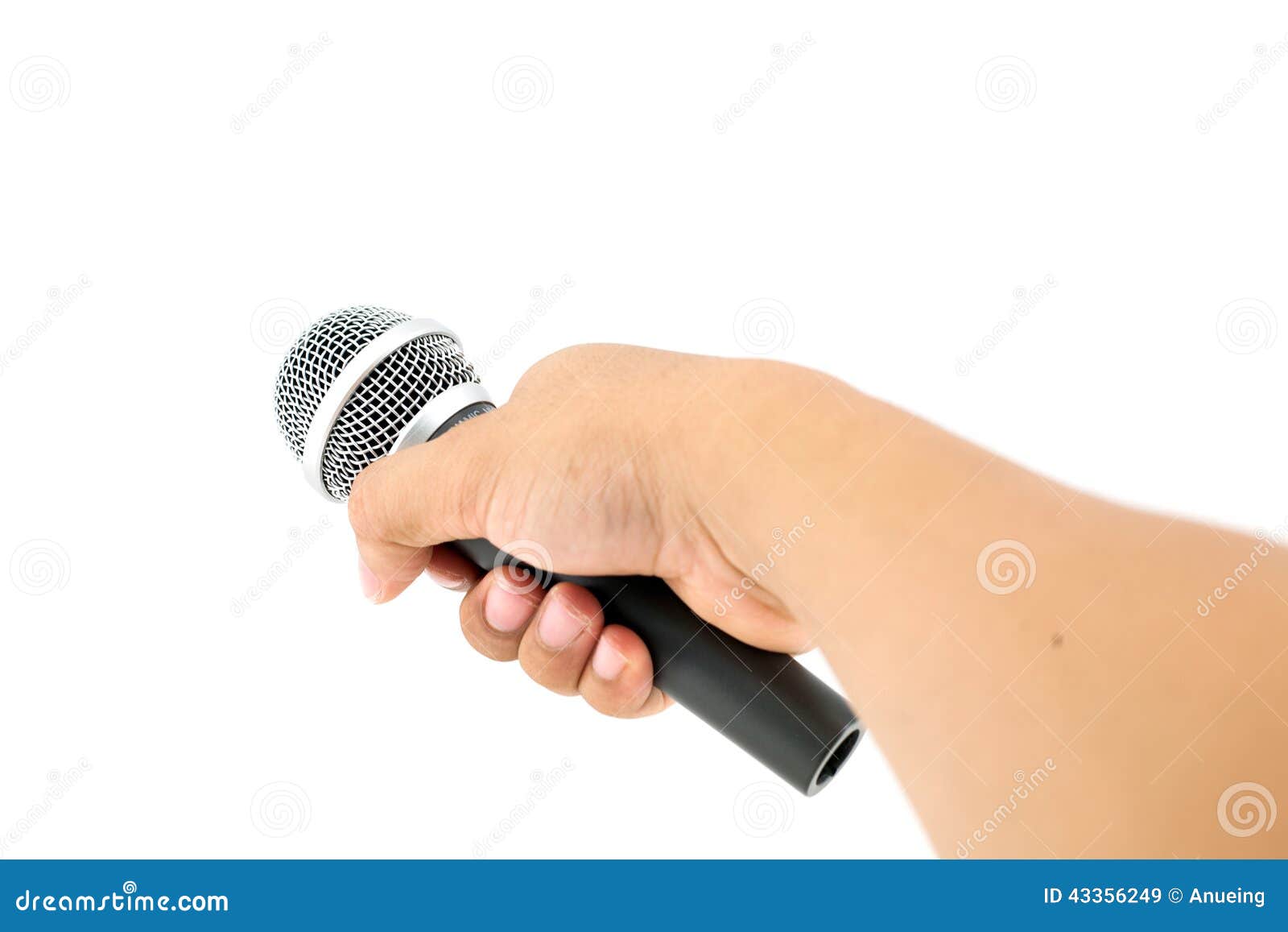 Mano con un micrófono imagen de archivo. Imagen de poco - 43356249