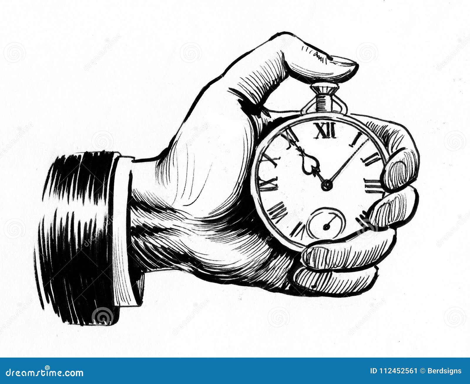 Mano Con Un Reloj De Bolsillo Stock de ilustración - Ilustración de ...