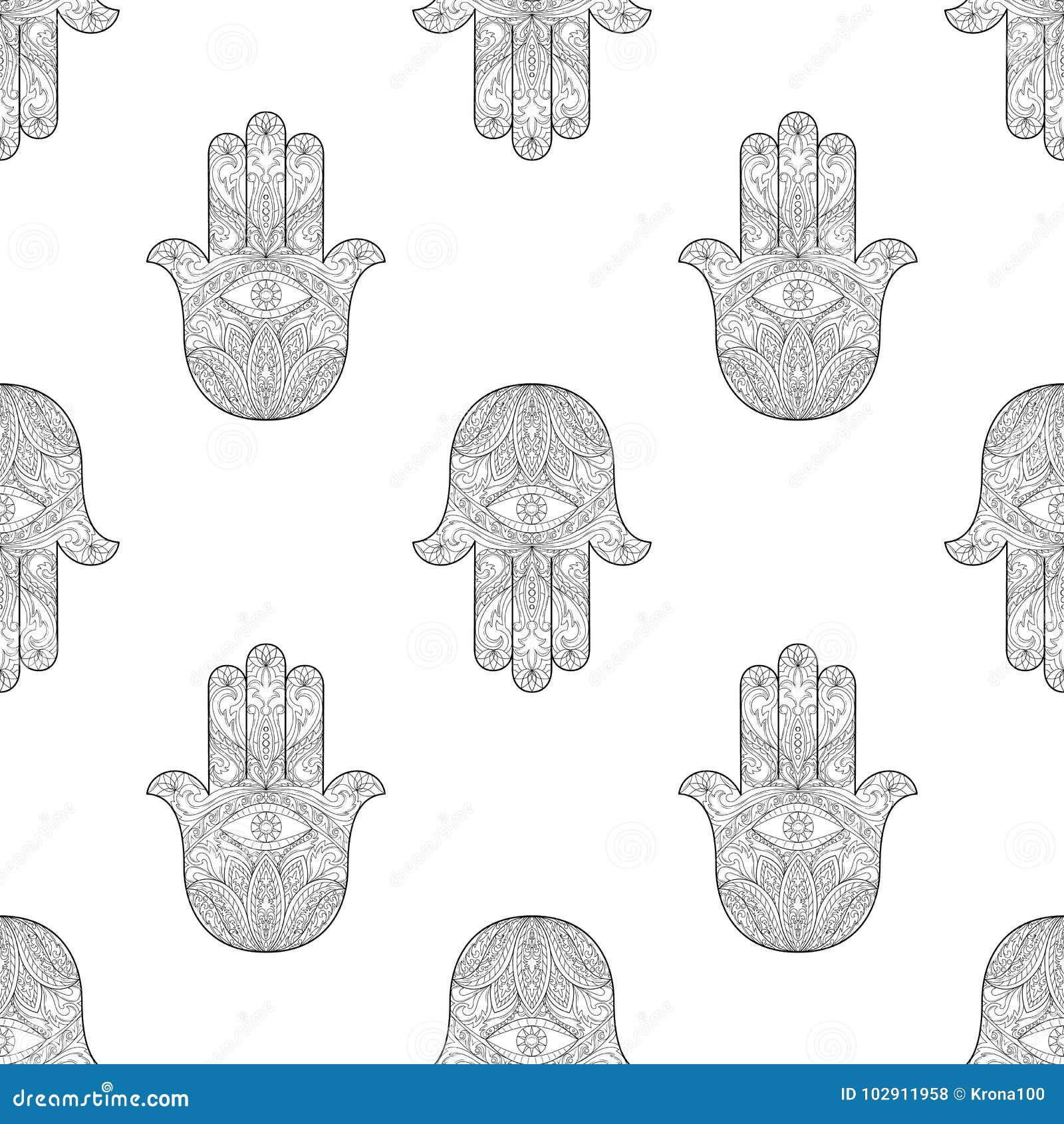 Mano De Fatima Seamless Pattern Ilustración del Vector - Ilustración de ...