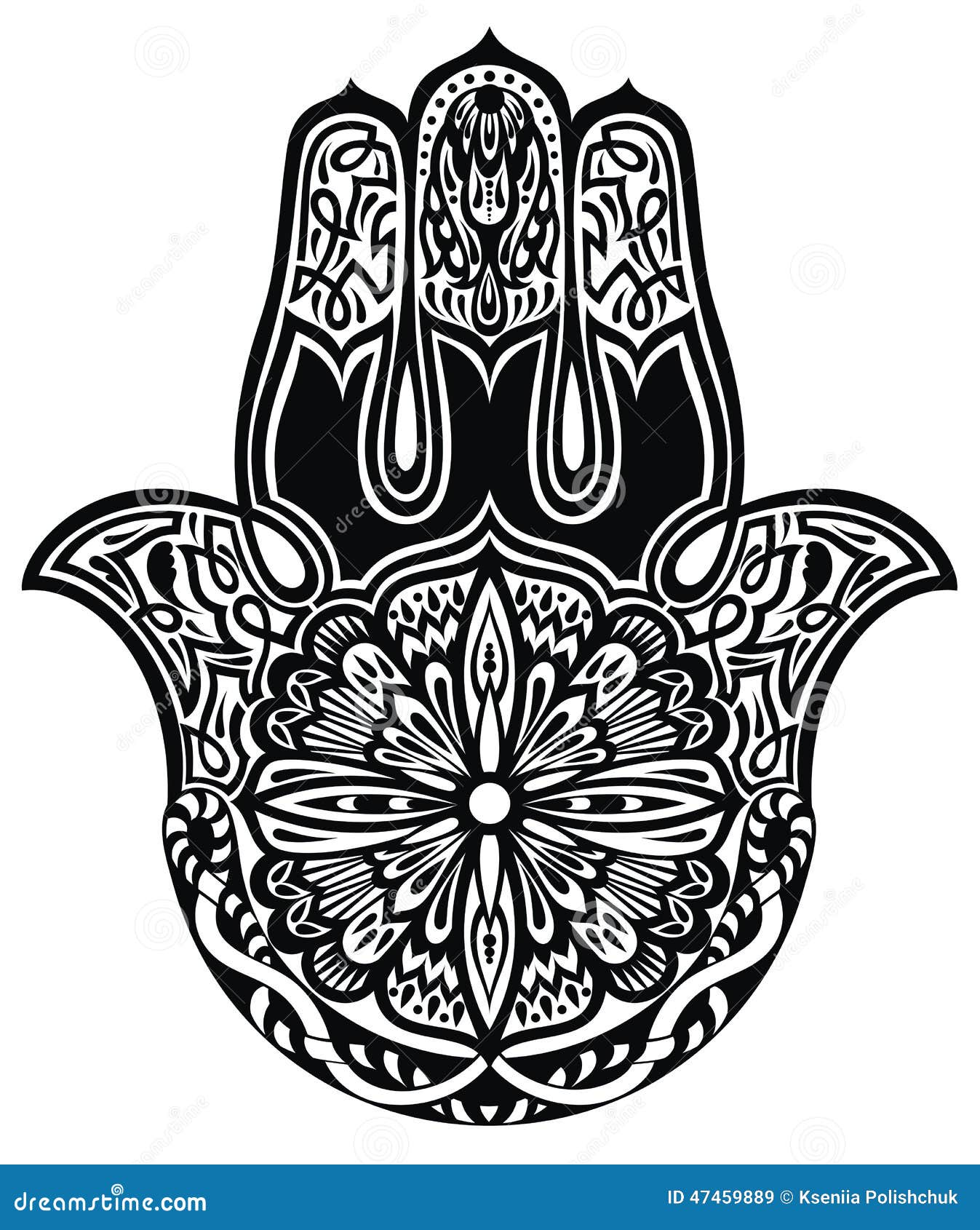 Mano de Hamsa ilustración del vector. Ilustración de luna - 47459889