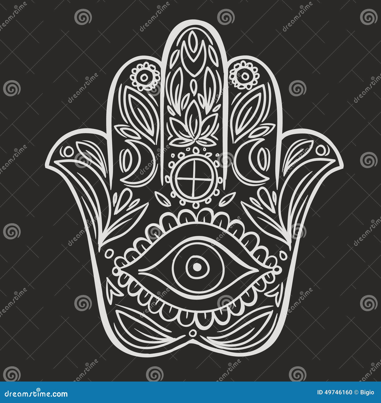 Mano de Hamsa ilustración del vector. Ilustración de espiritual - 49746160