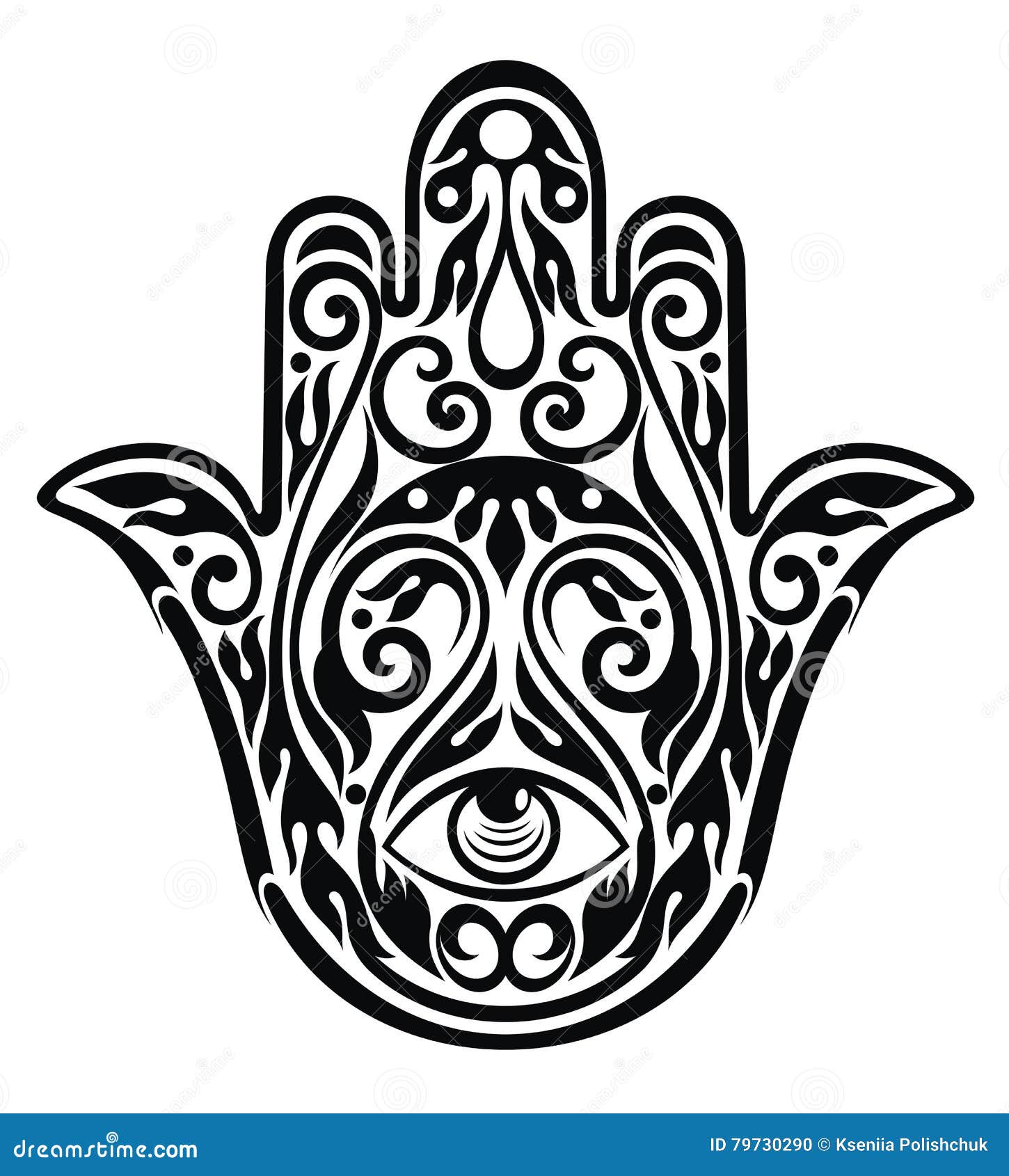 Mano de Hamsa de Fátima ilustración del vector. Ilustración de tatuaje ...