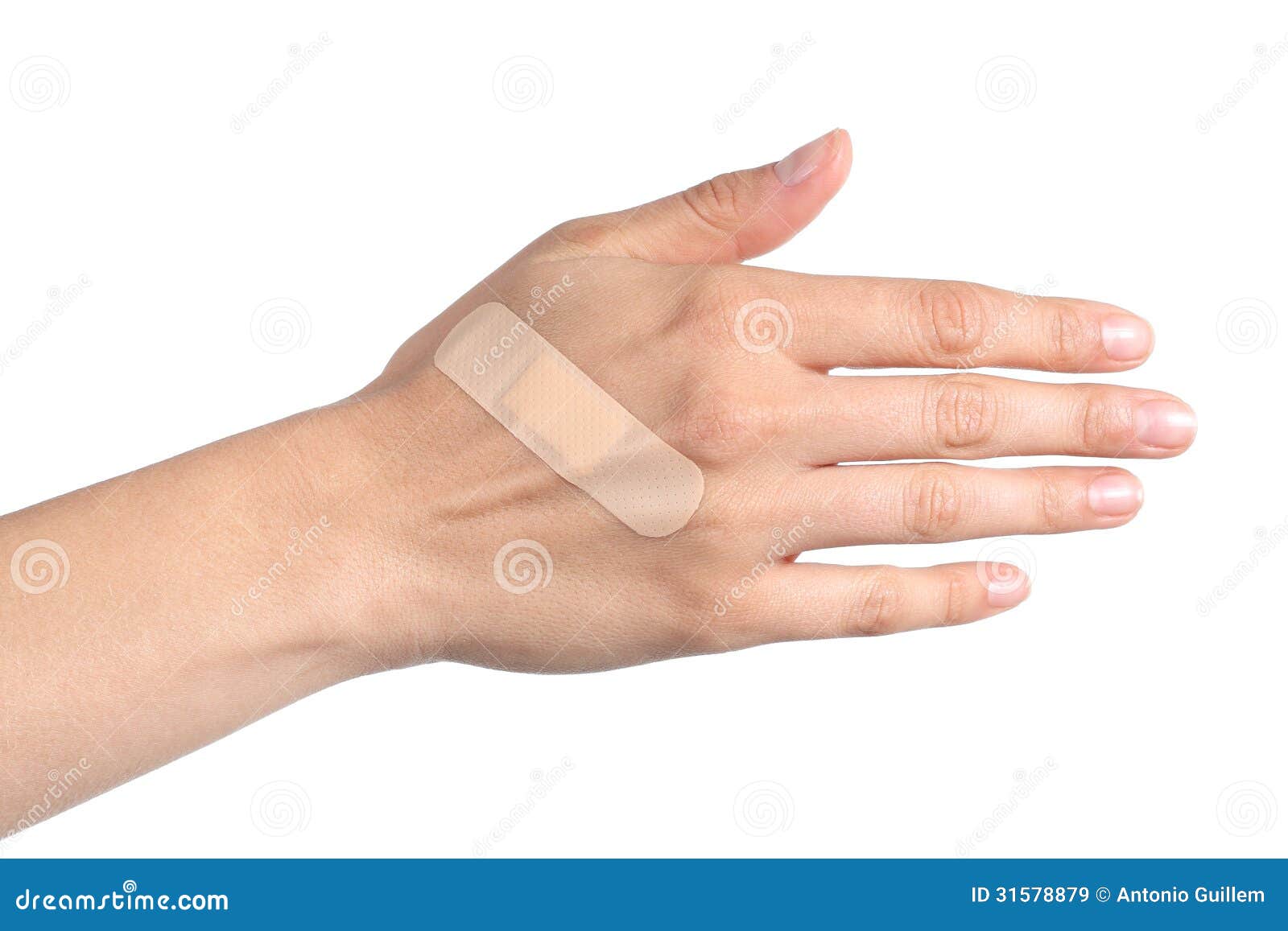 Mano De La Mujer Con Una Tirita Imagen de archivo - Imagen de manos ...