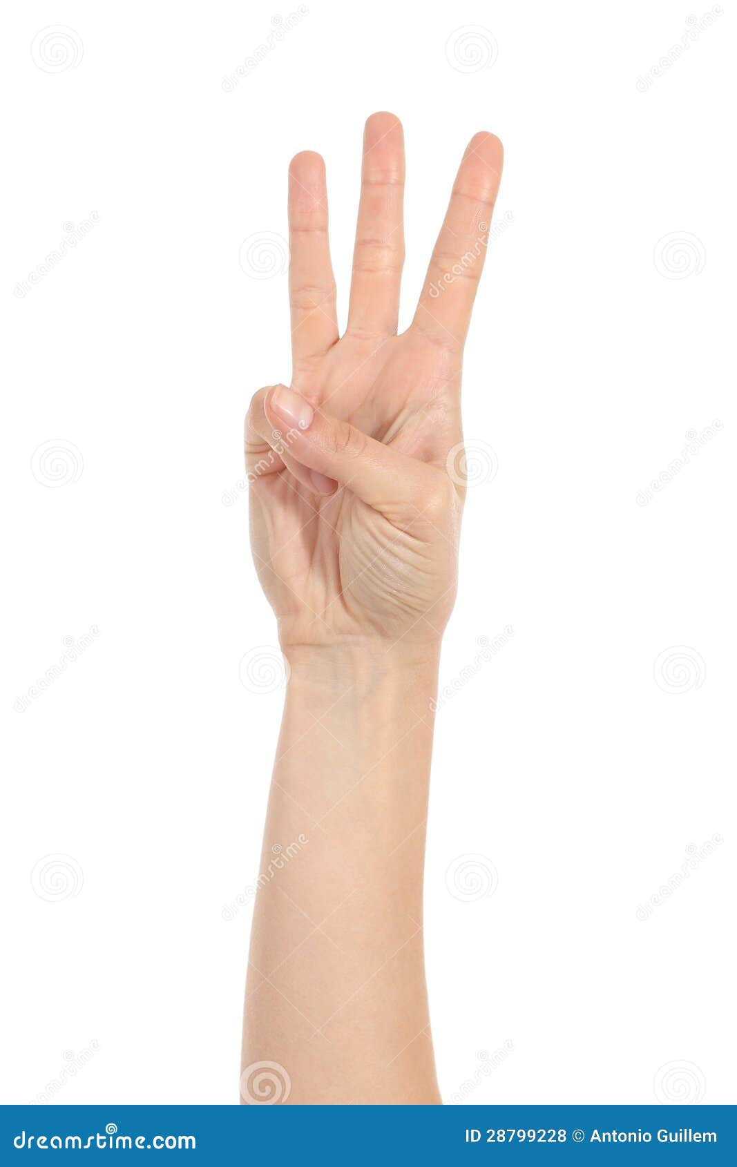 Mano De La Mujer Que Muestra Tres Dedos Foto de archivo - Imagen de ...