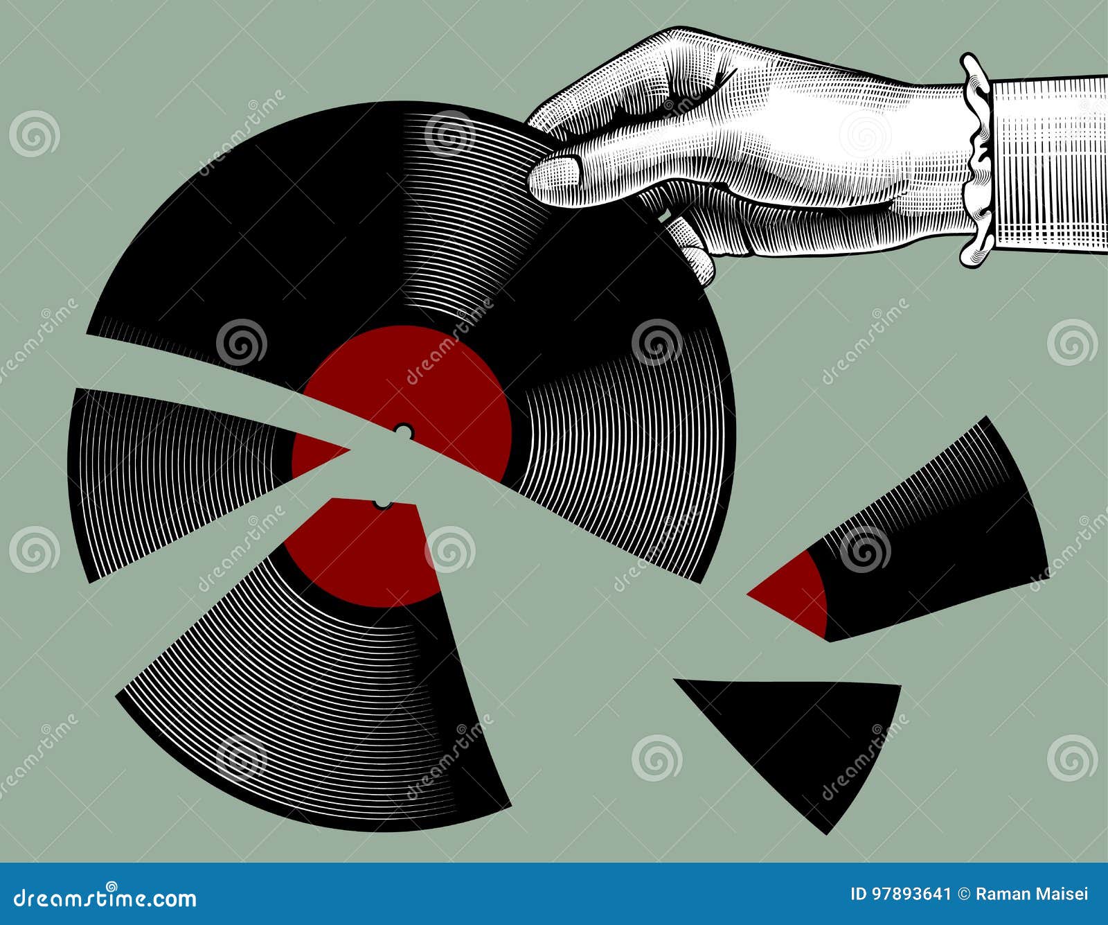 Mano Del ` S Della Donna Con Un Disco Rotto Illustrazione Vettoriale ...