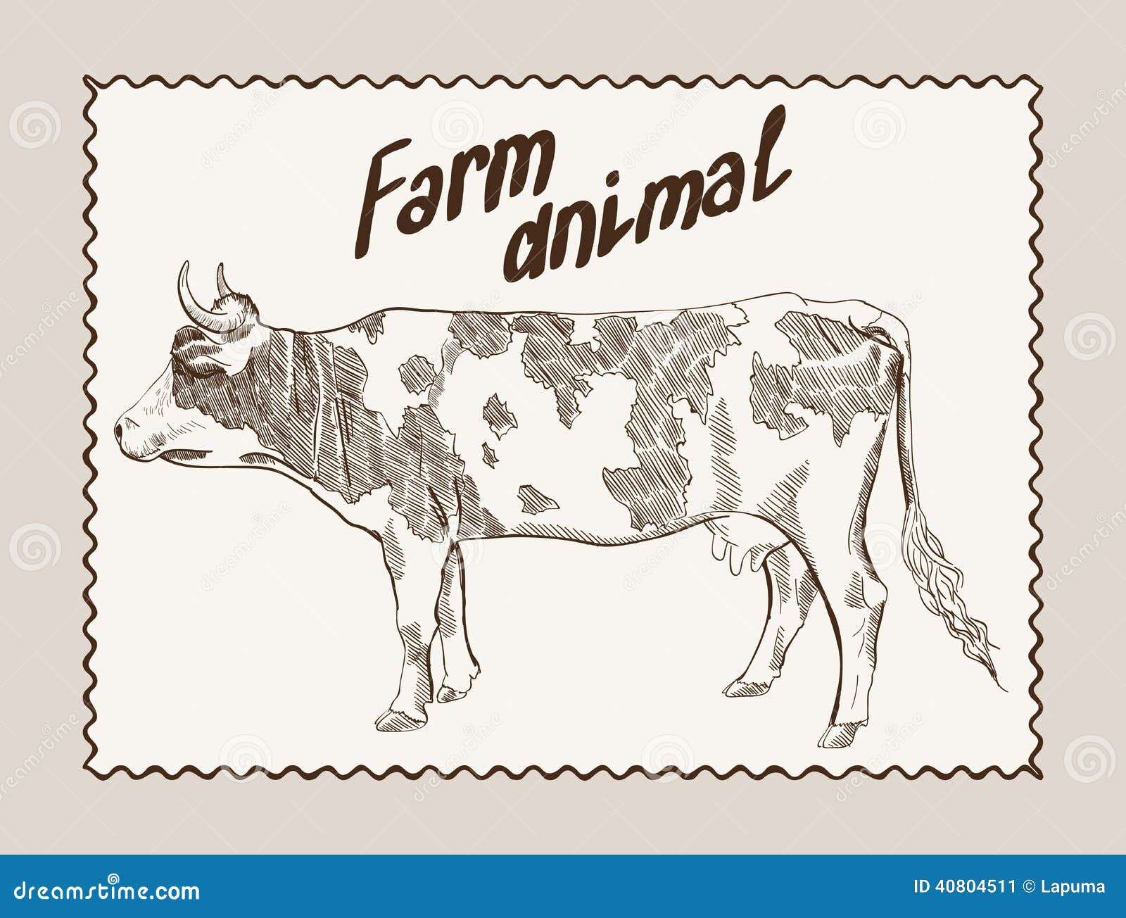 Mano Del Vector De La Vaca Dibujada Ilustración del Vector ...