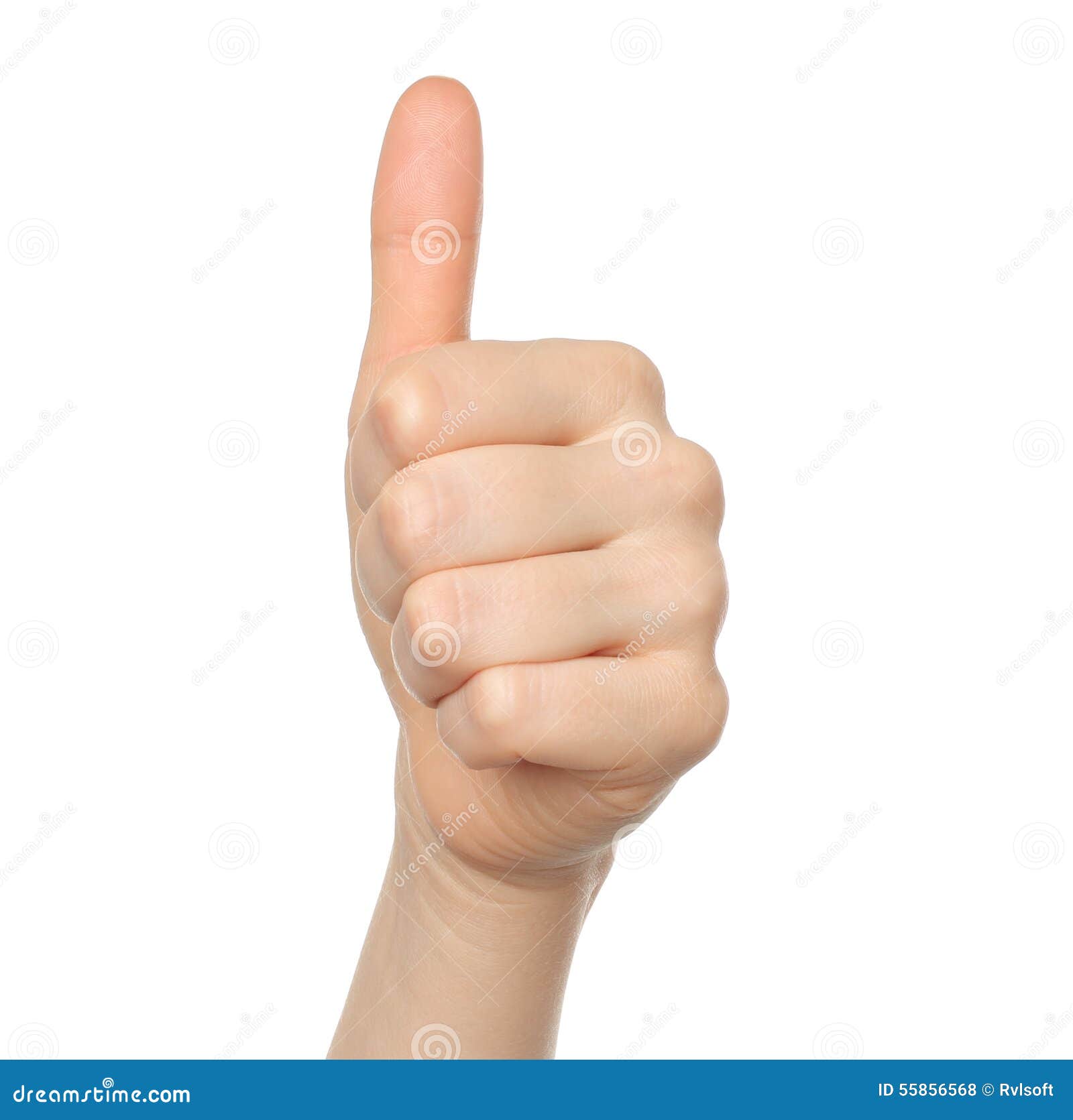 Mano Della Donna Con Il Pollice in Su Isolato Fotografia Stock ...