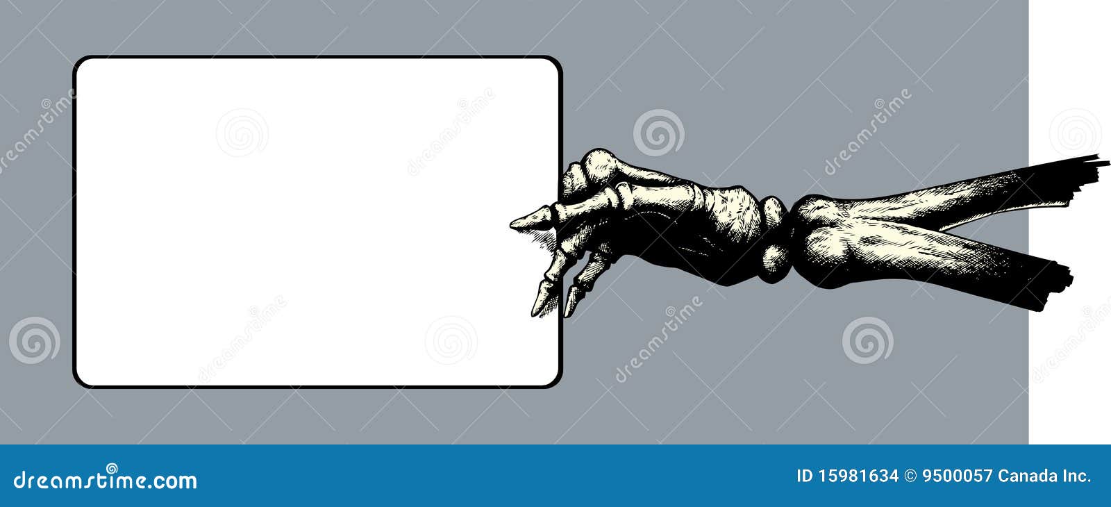 Mano Di Scheletro Che Tiene Un Segno. Illustrazione Vettoriale ...