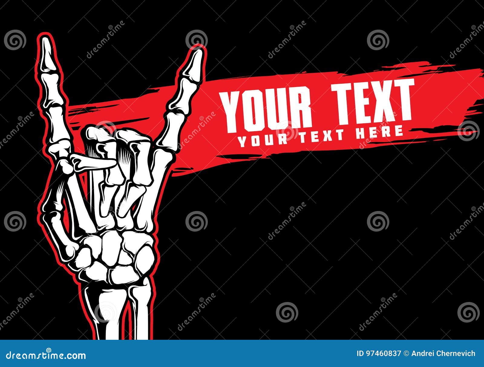 Mano Di Scheletro Segno Dei Corni Manifesto Illustrazione Vettoriale ...