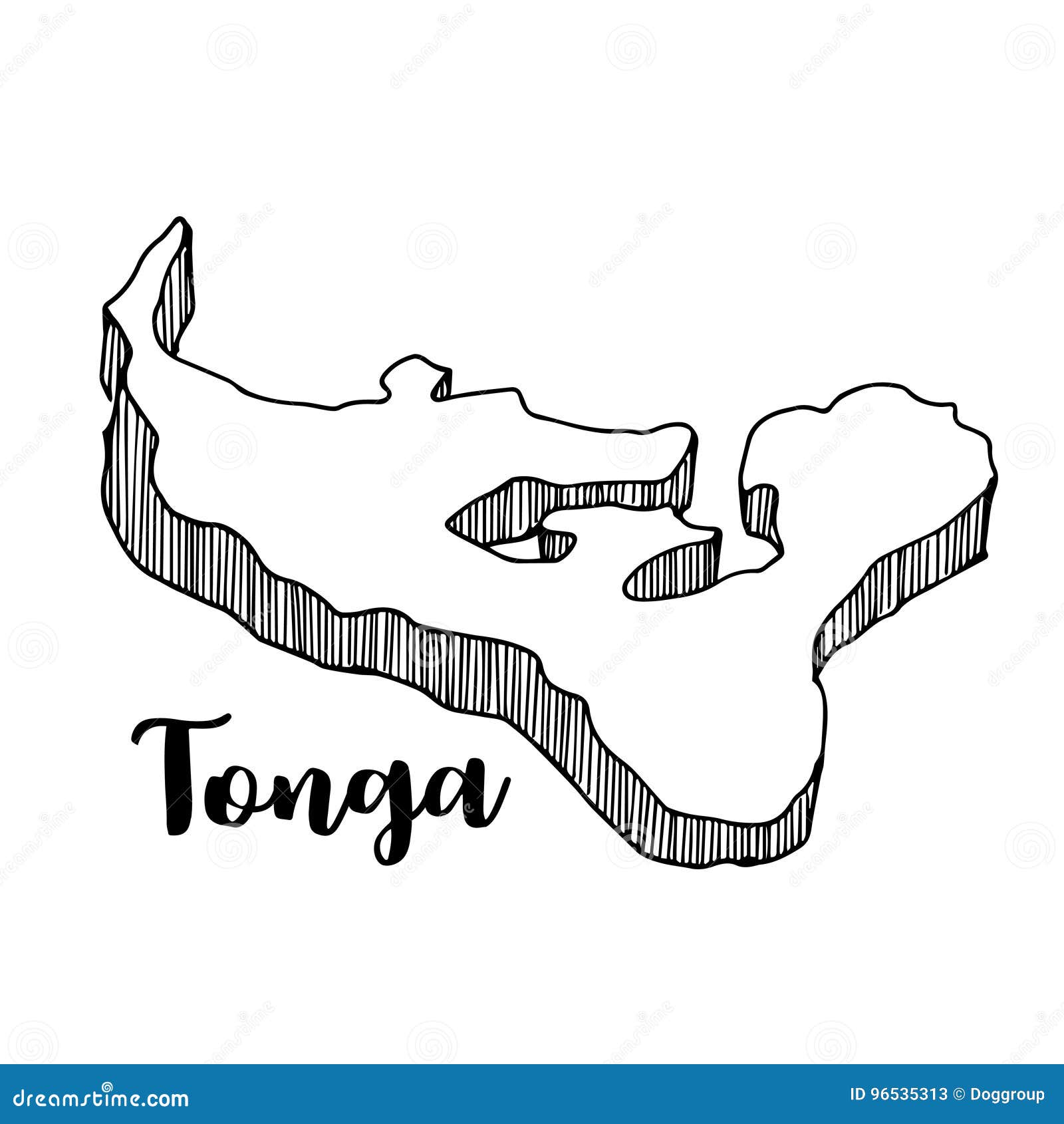 Mano Dibujada Del Mapa De Tonga Stock de ilustración - Ilustración de ...