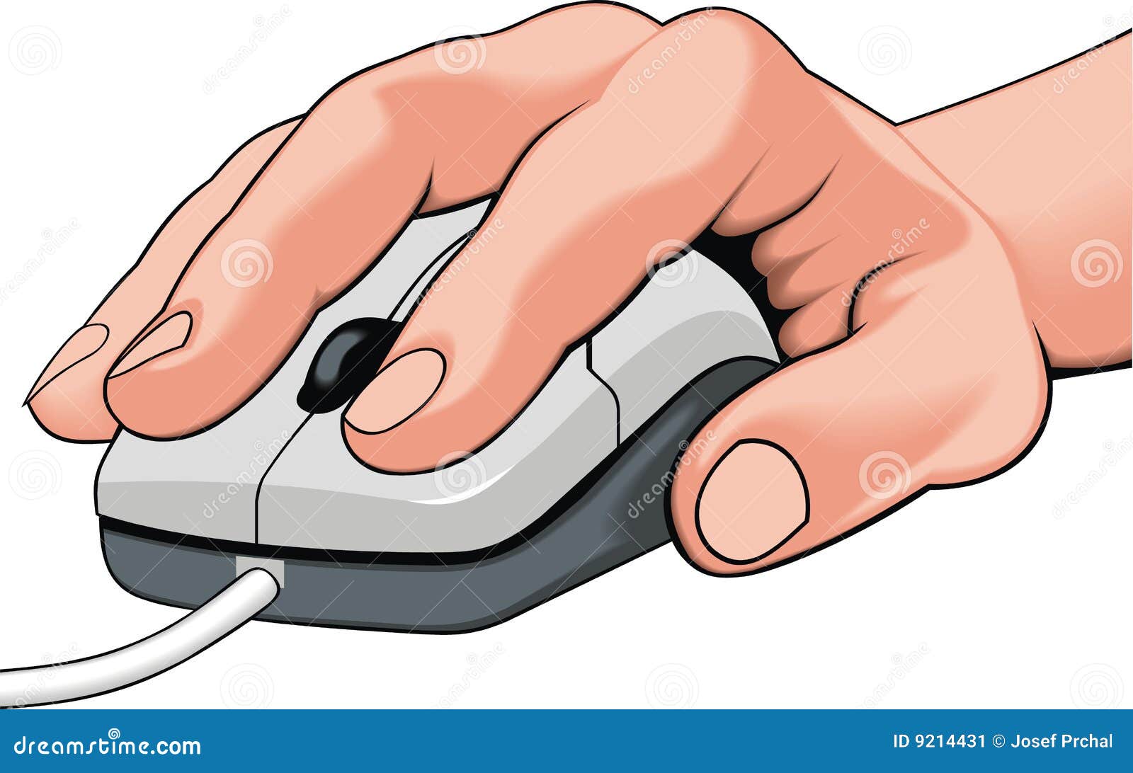 Mano e mouse illustrazione vettoriale. Illustrazione di calcolatore ...