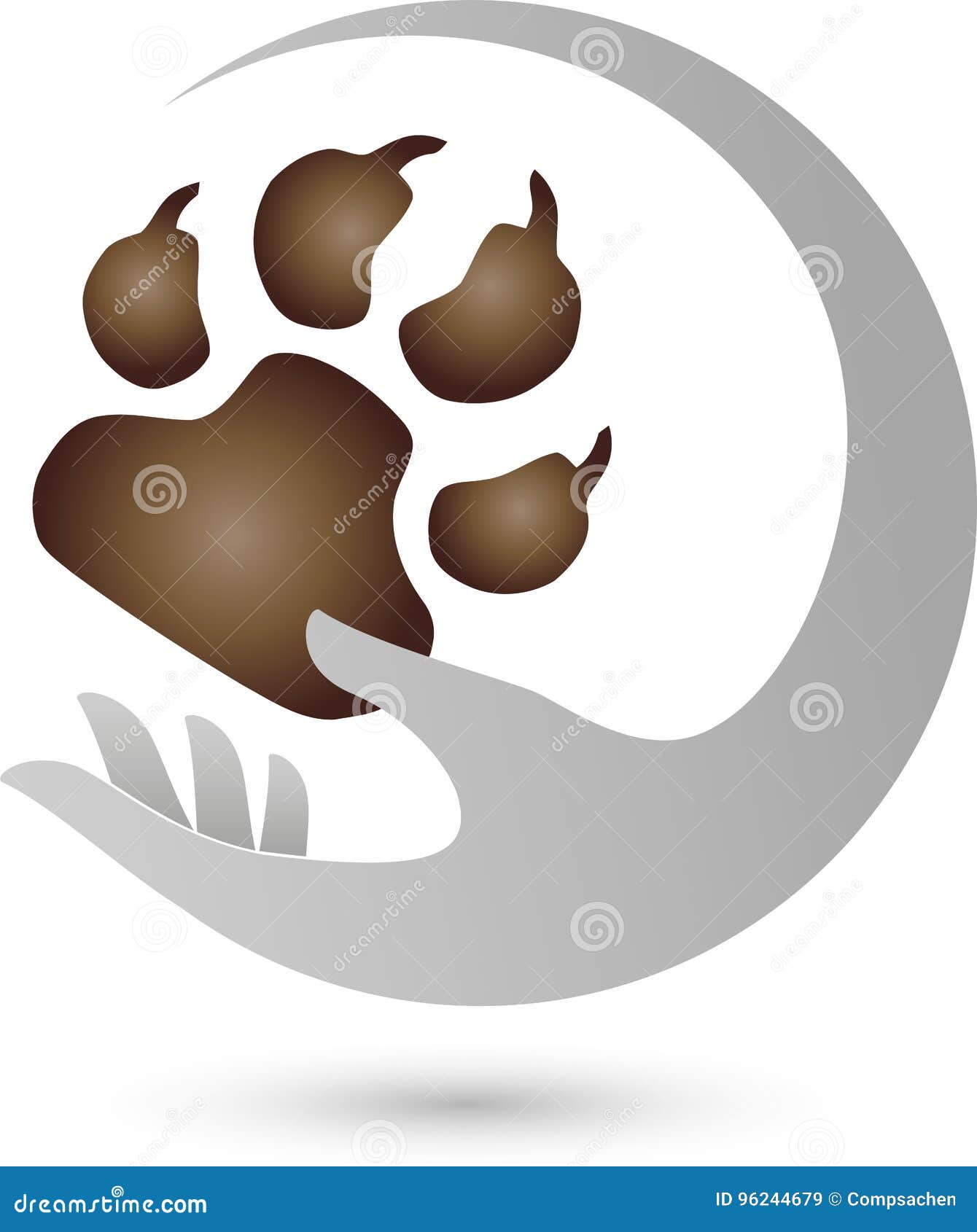 Mano E Zampa, Cani E Logo Del Custode Illustrazione Vettoriale ...