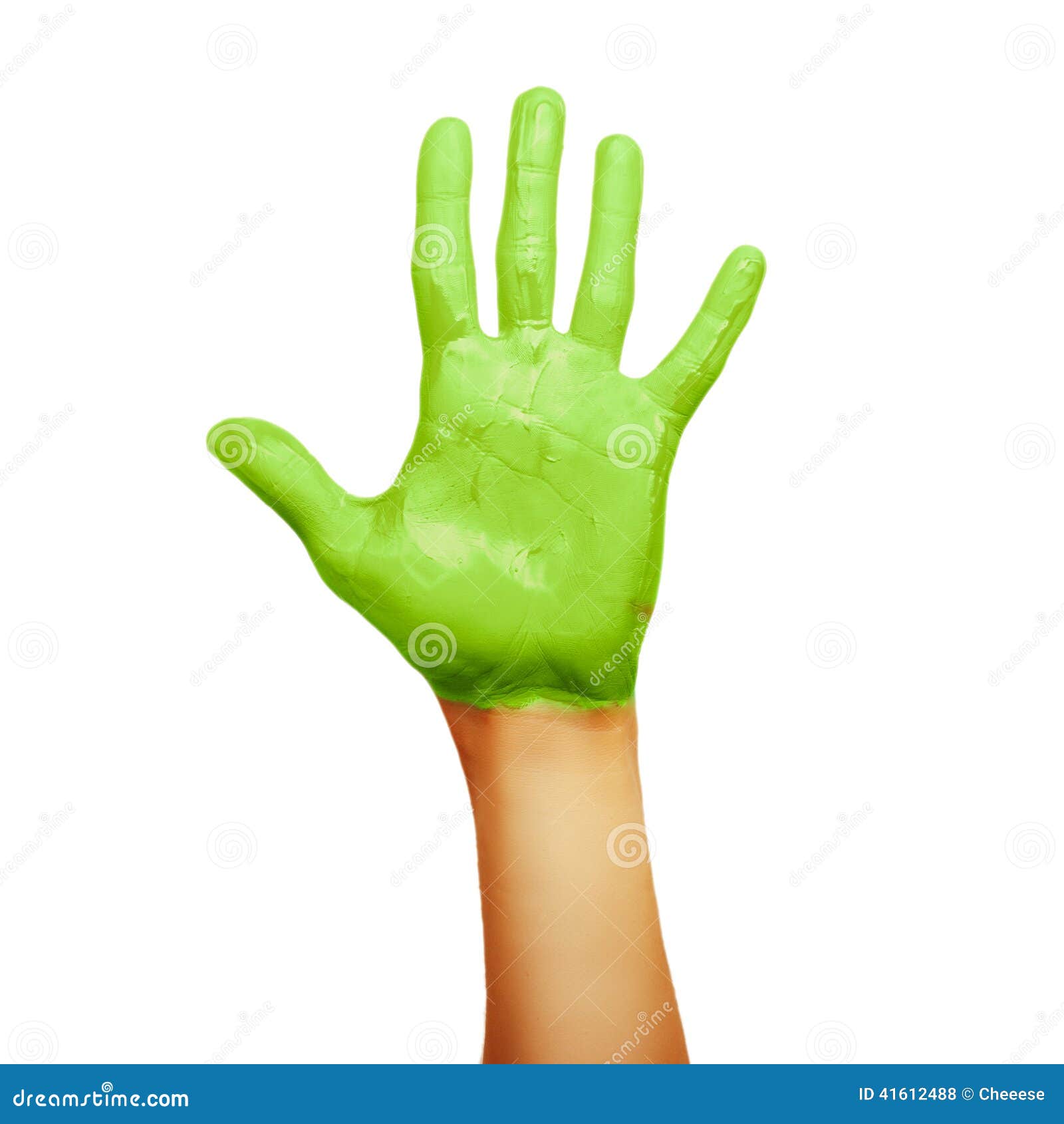 Mano en pintura verde foto de archivo. Imagen de garabato - 41612488