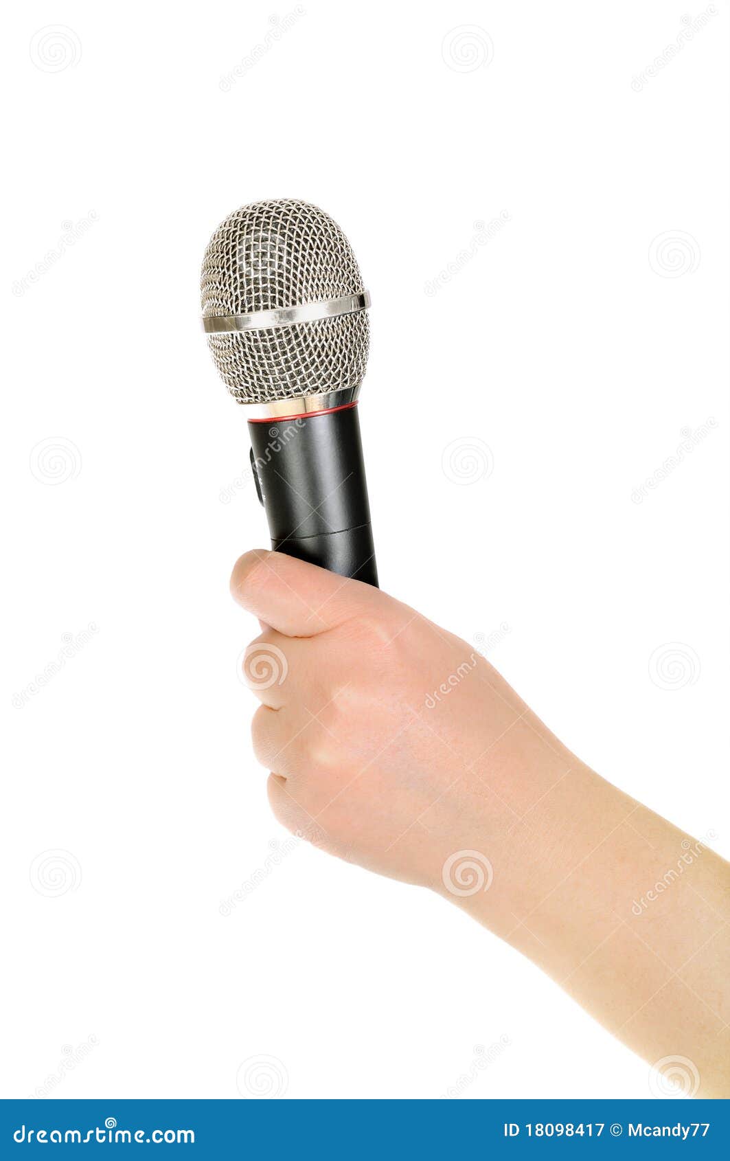 Mano Femminile Con Un Microfono Immagine Stock - Immagine di femmina ...