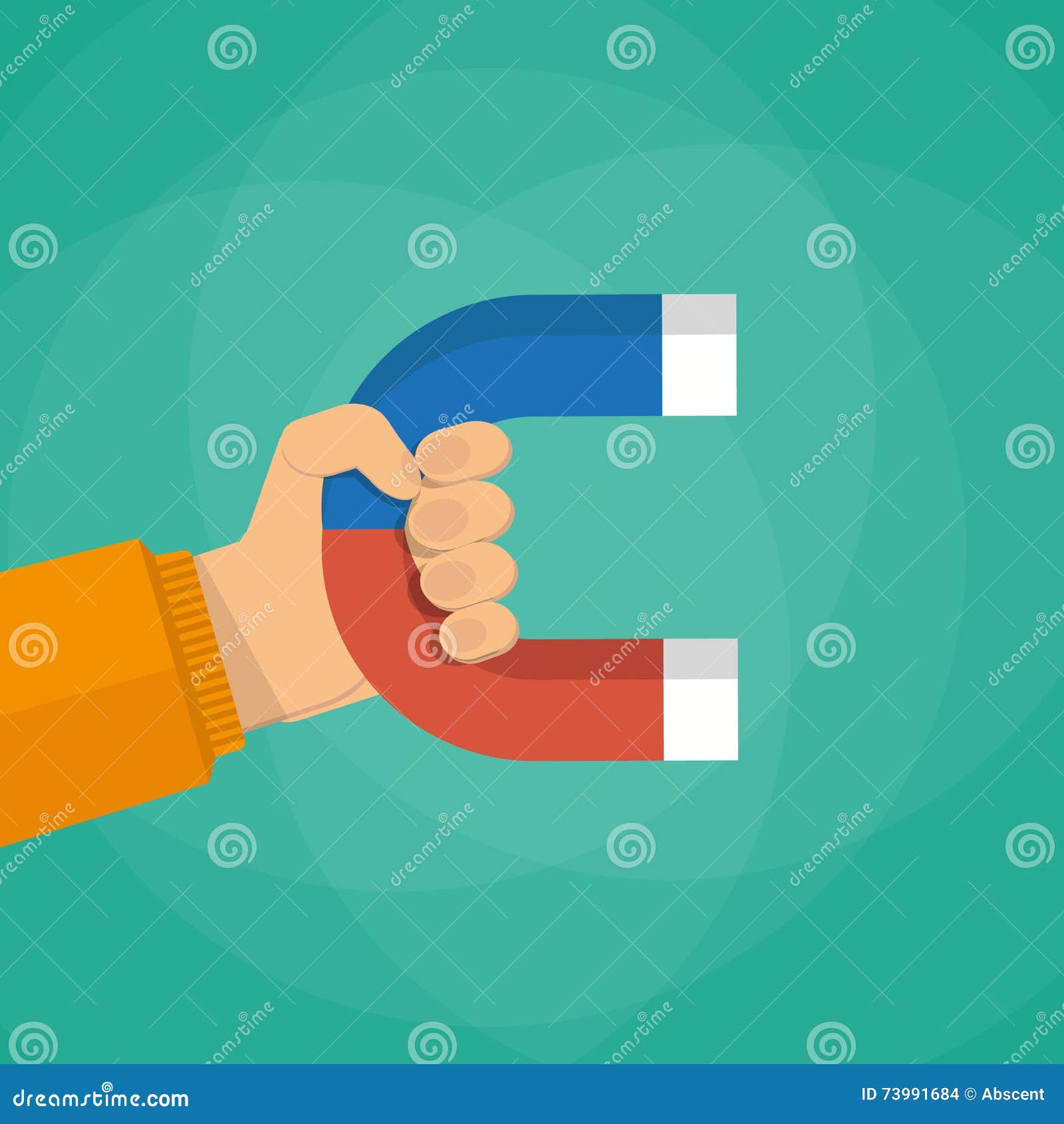 Mano humana con el imán ilustración del vector. Ilustración de humano ...