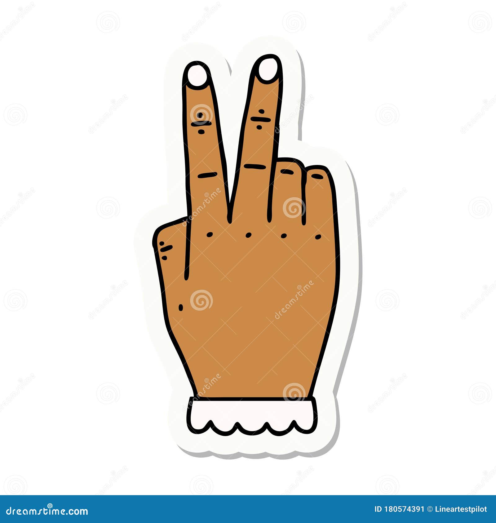 Mano Levantando Dos Dedos Pegatina De Gesto Ilustración del Vector ...