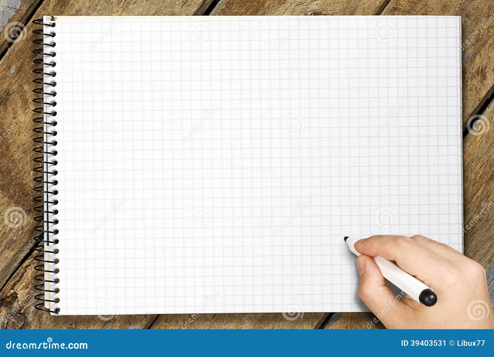 Mano Maschio Che Scrive Blocco Note Quadrato in Bianco Immagine Stock ...