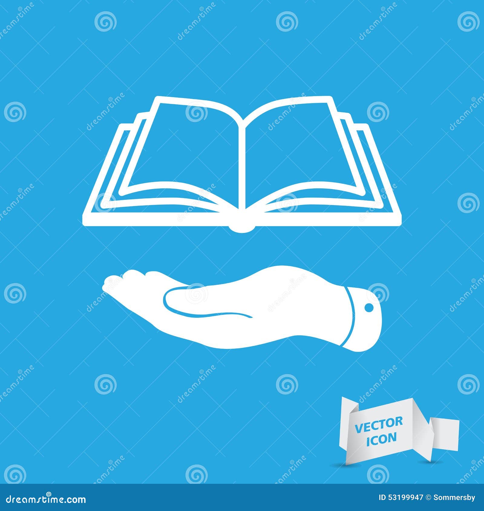 Mano Plana Blanca Que Da El Icono Del Libro Ilustración del Vector ...