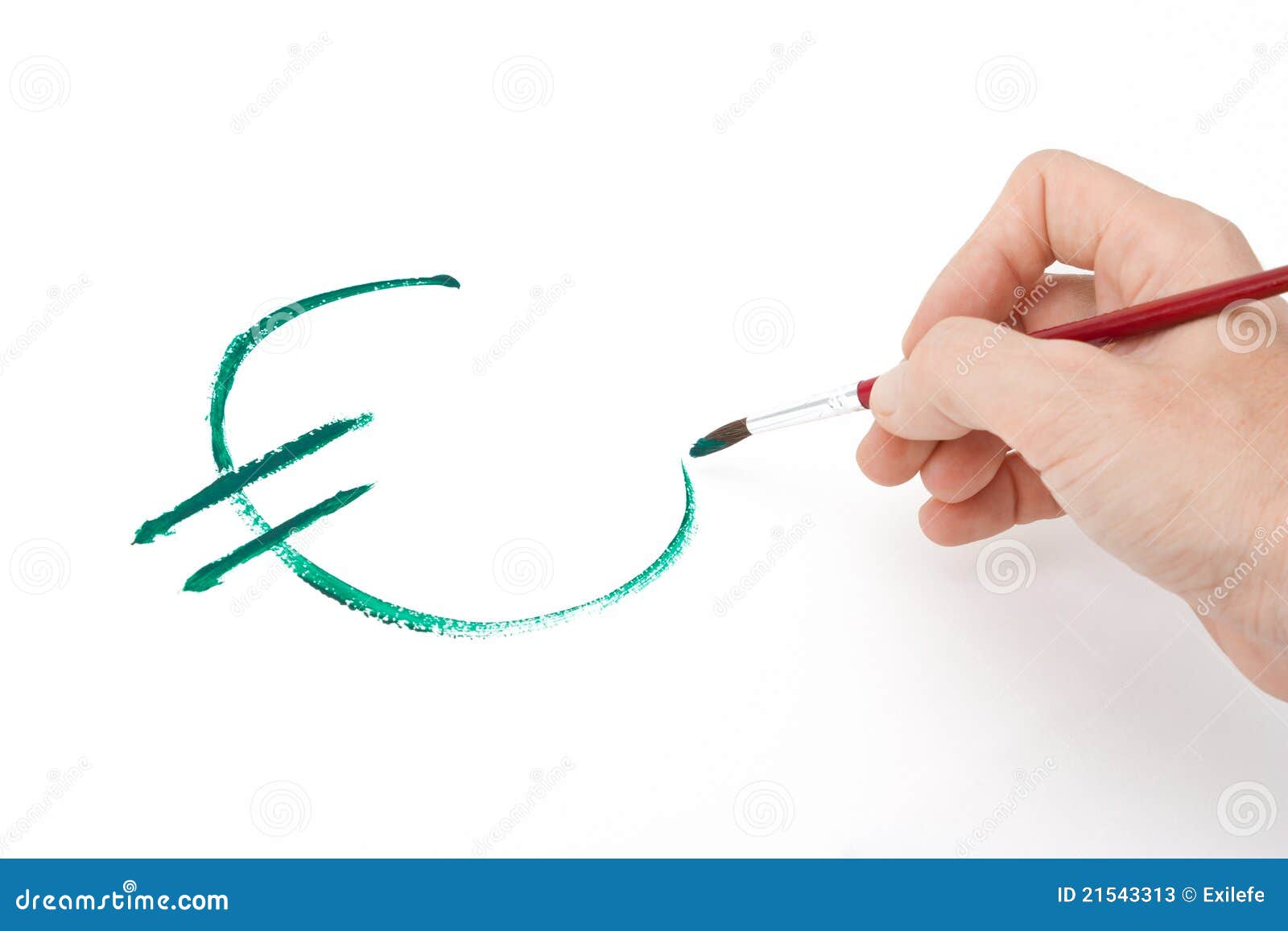 Mano Que Pinta Símbolo Euro Imagen de archivo - Imagen de color ...