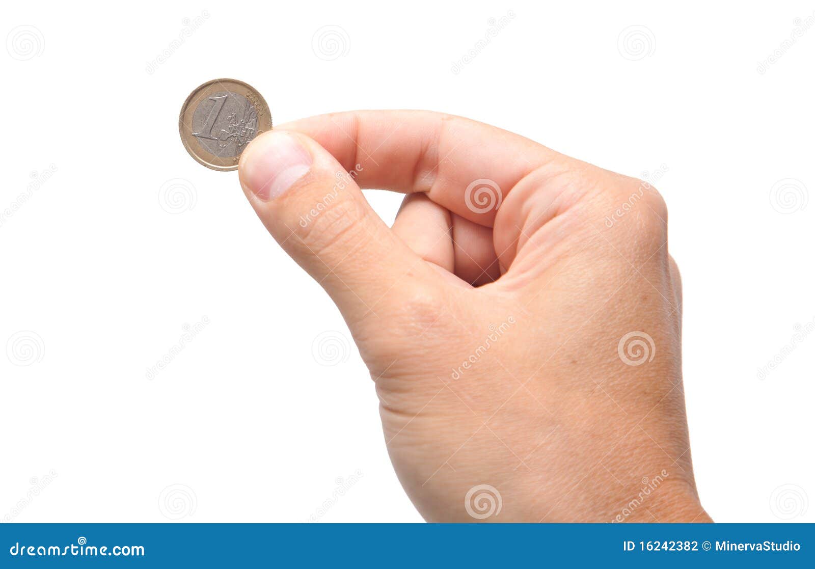 Mano Que Sostiene Una Moneda De Un Euro Foto de archivo - Imagen de ...