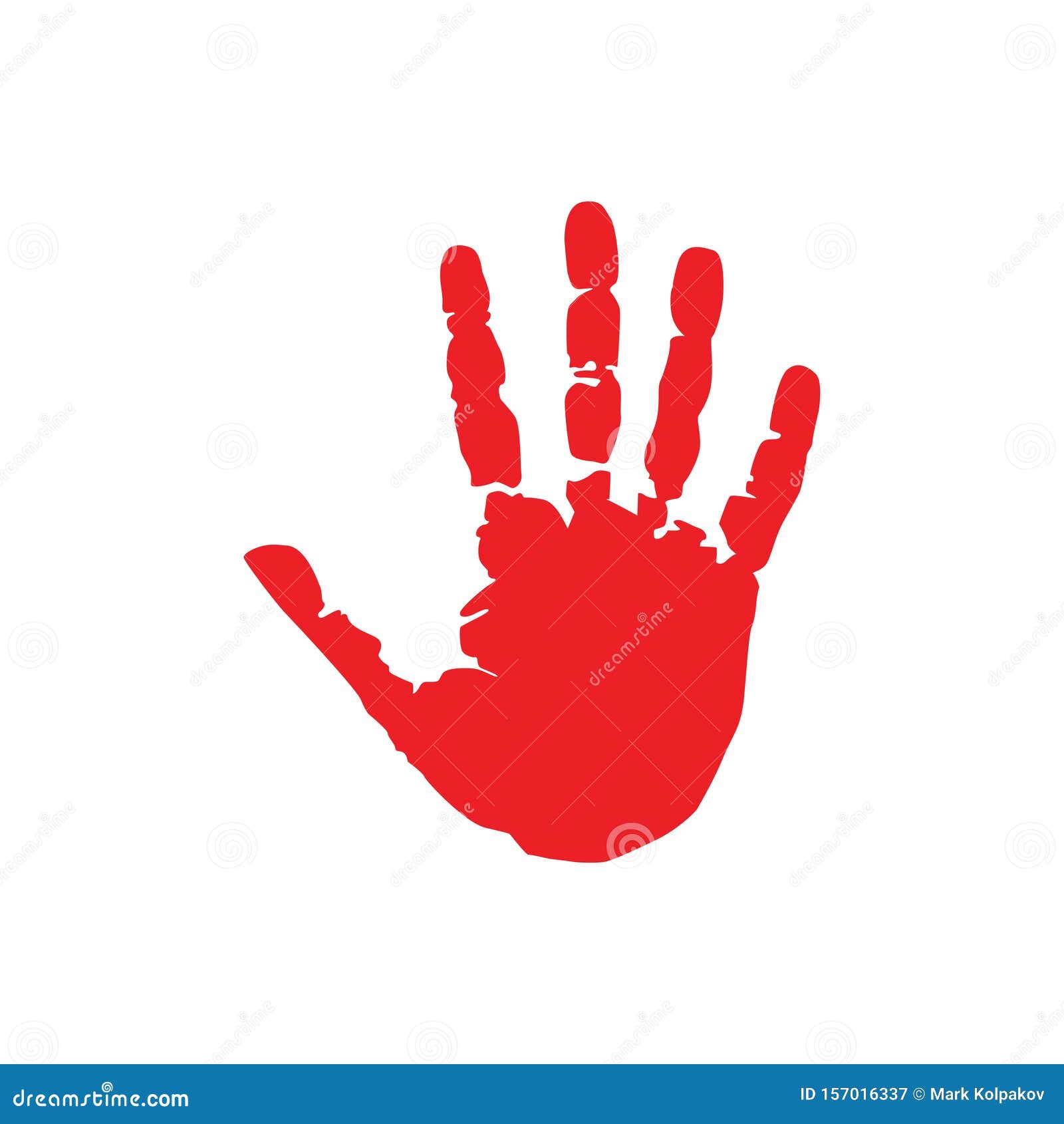 Mano Roja Impresa Con Cinco Dedos Ilustración del Vector - Ilustración ...