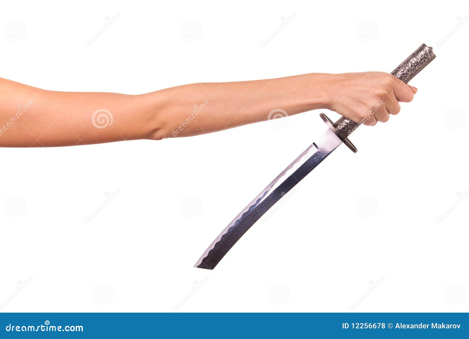 Mano y espada de la mujer. foto de archivo. Imagen de aislado - 12256678