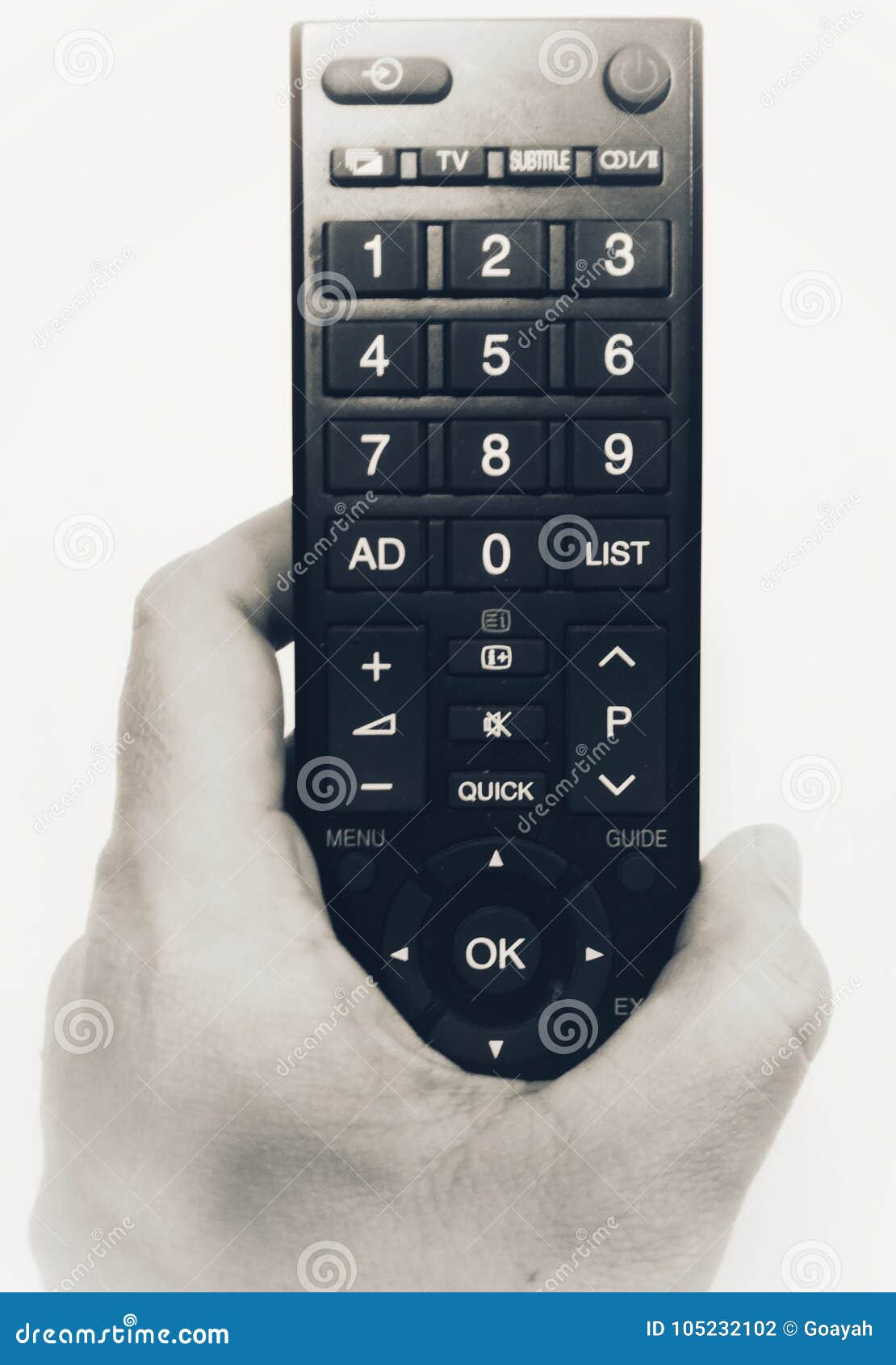 Mano Y Telecontrol De La TV Foto de archivo - Imagen de alejado, negro ...