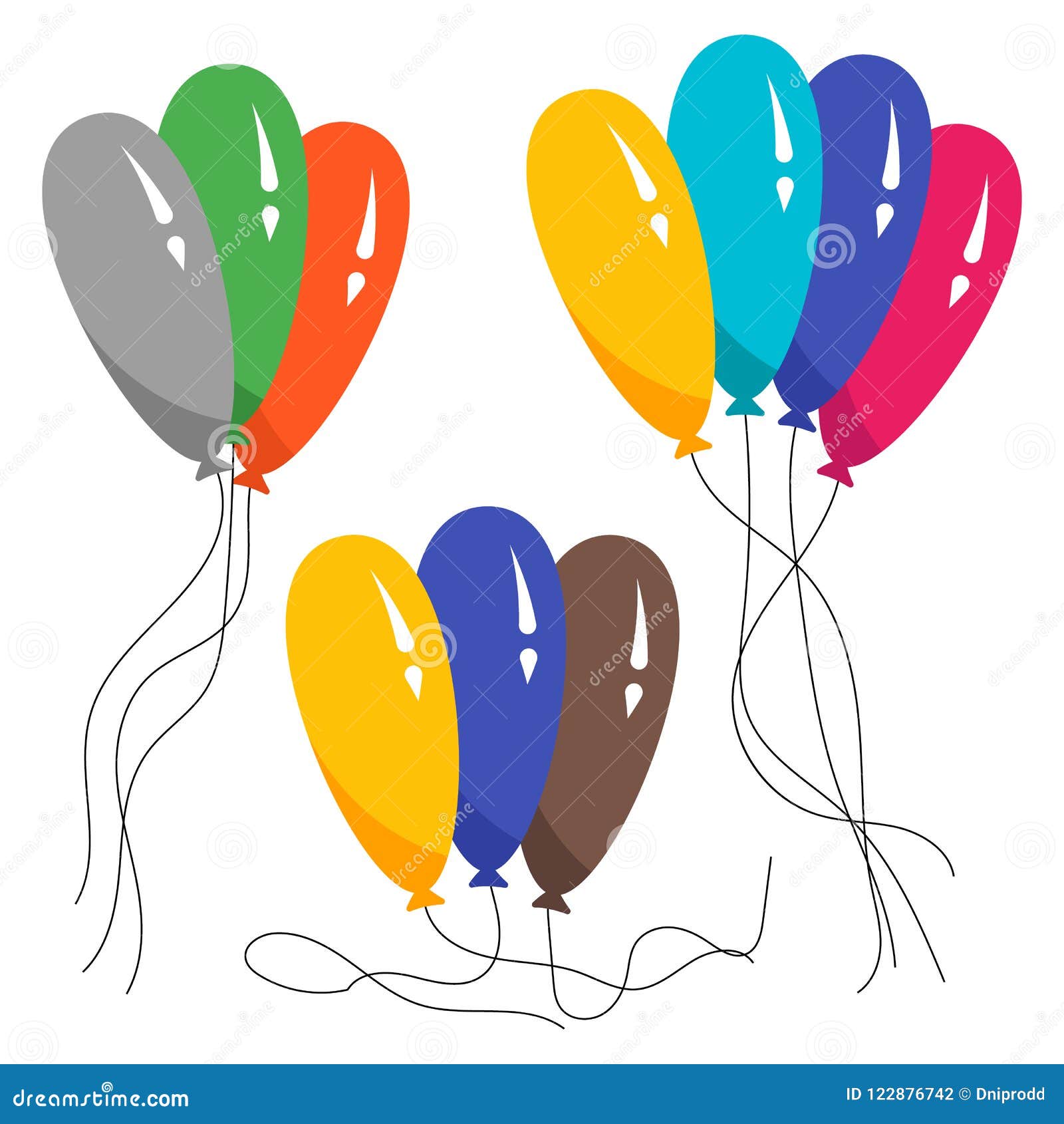 Manojos De Varios Globos Del Helio Del Color Ilustración del Vector ...