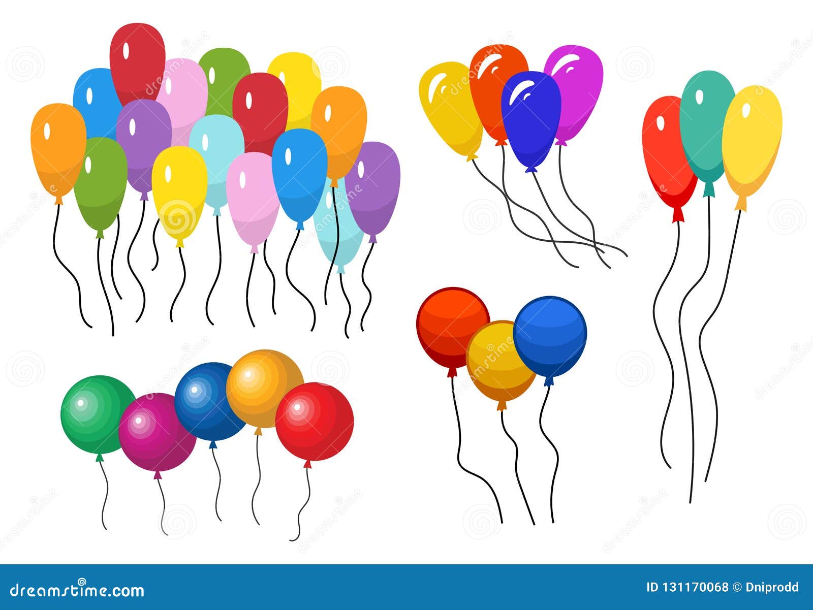 Manojos De Varios Globos Del Helio Del Color Ilustración del Vector ...