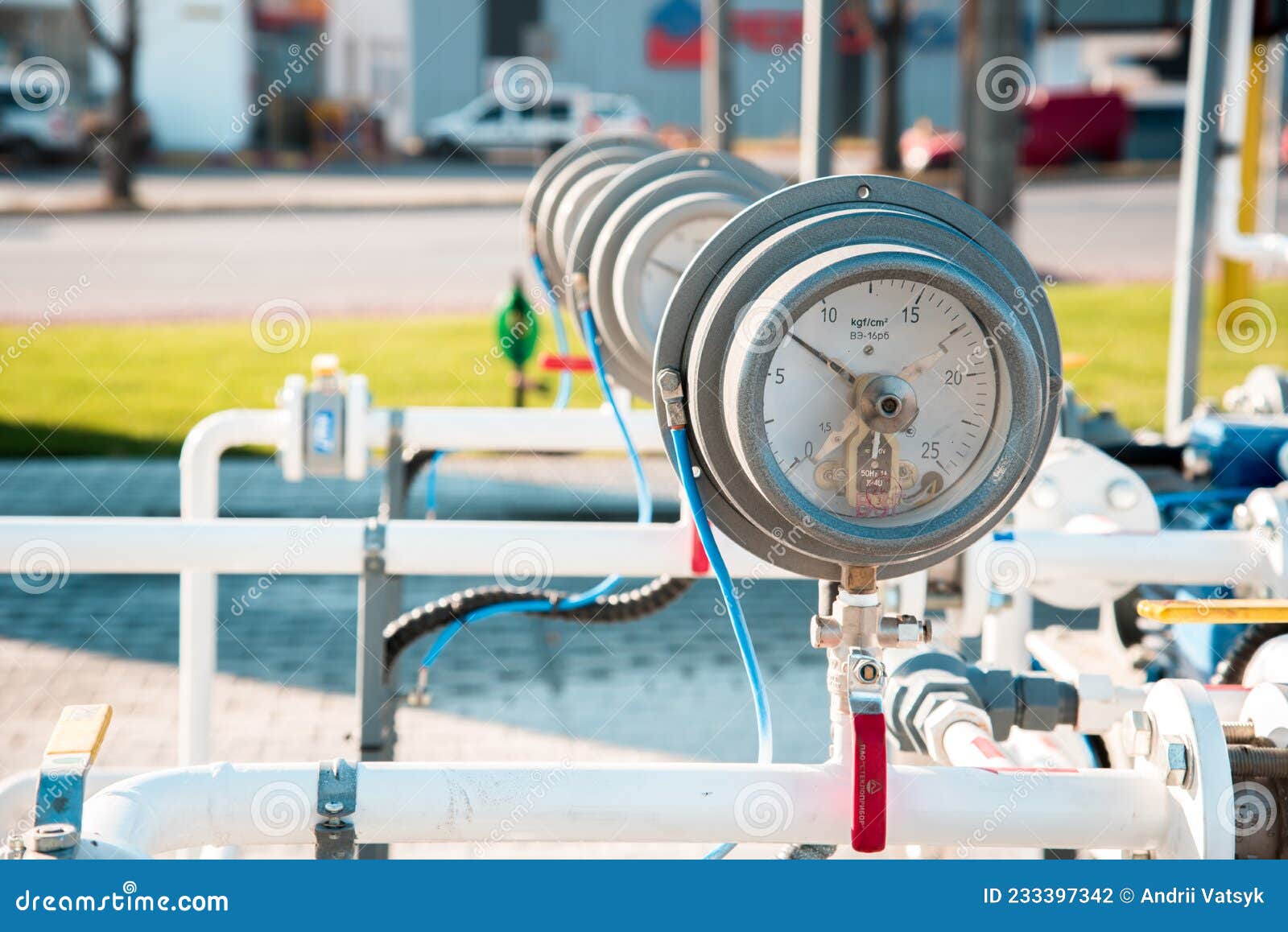 Manometer Display with Divisions and Arrow on the Gas Station Stock ...